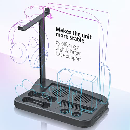 Skywin PSVR Charging Display Stand - Showcase, Cool, Charge, and Display your PS VR - Compatible with Playstation. PS5 Headset Stand, Fan, Controller Charger and Hub (PS5 VR)