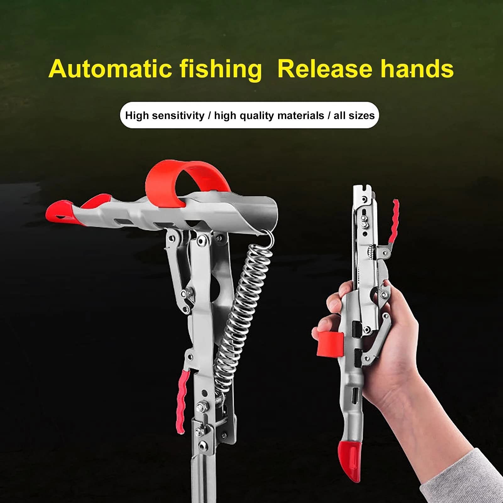 TWDYC Sensitive Fishing Rod Holder Spring Automatic Full Stainless Steel Adjustable Sensitivity Folding Fishing Accessories Bracket