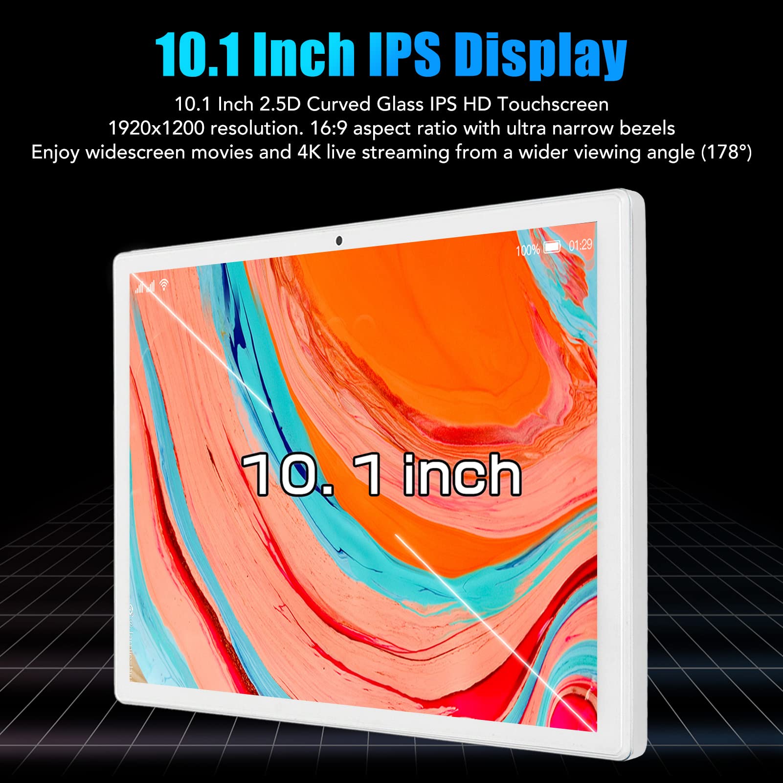 Tablet, AU Plug 100-240V 10.1 Inch Tablet Front 8MP Rear 20MP Octa Core Processor for Work (White)