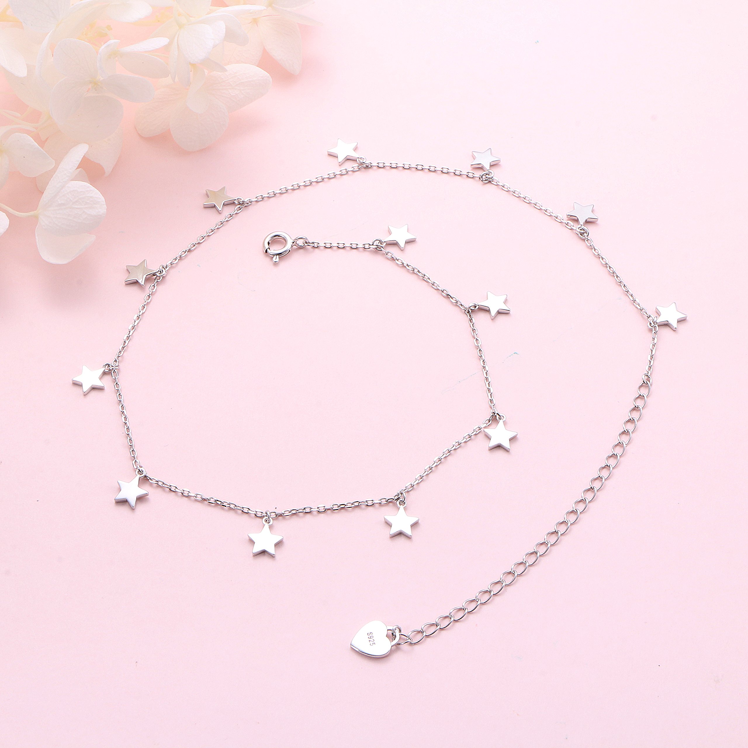 Sterling Silver Jewelry Lucky Star Choker Necklace Pendant Disc Chain Statement Necklace For Women