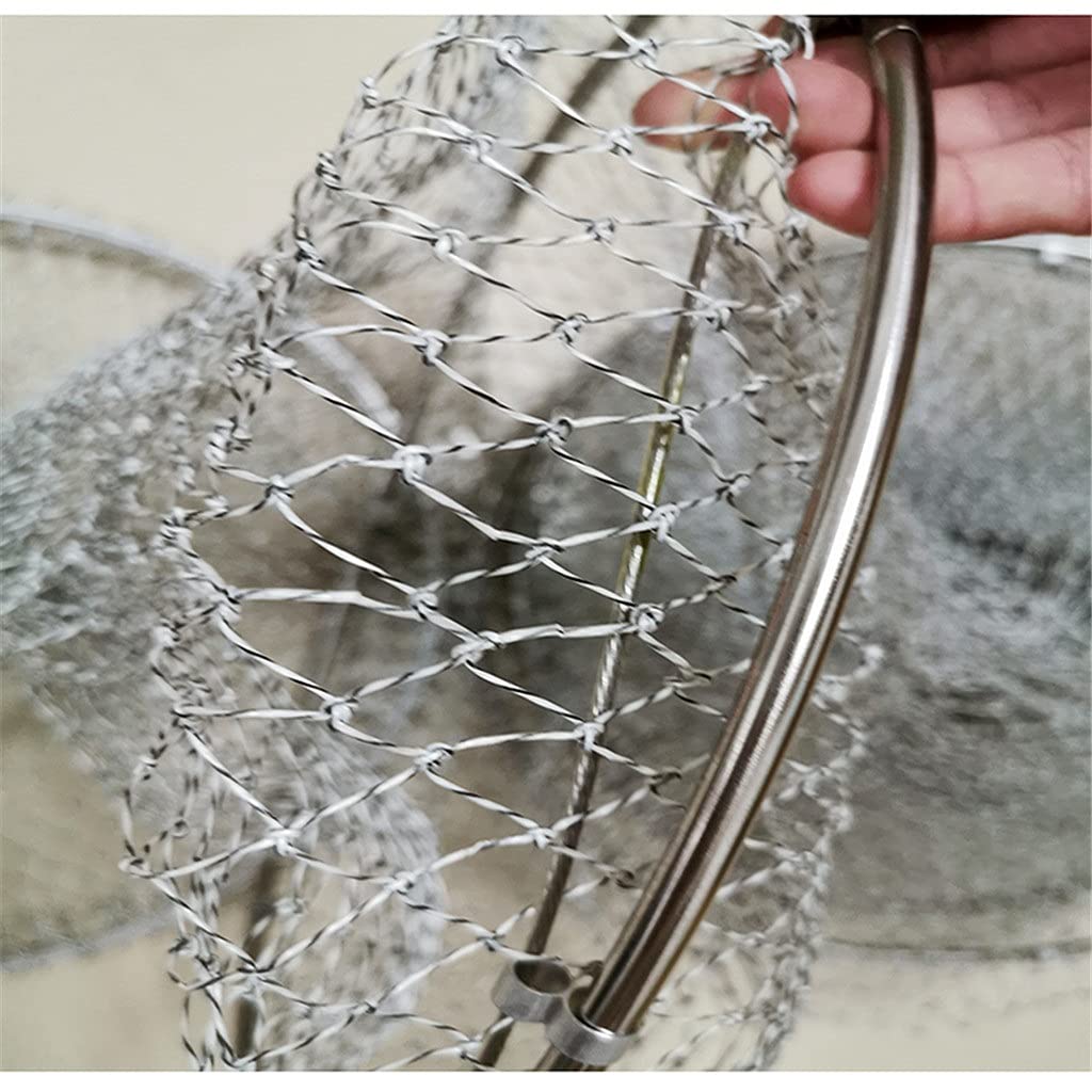 ZLVWB Fishing Net Handmade Grey Braided Line Hand Folding Quick-Drying Net Cages Stainless Steel Rings Gear (Color : 25cm 100cm)