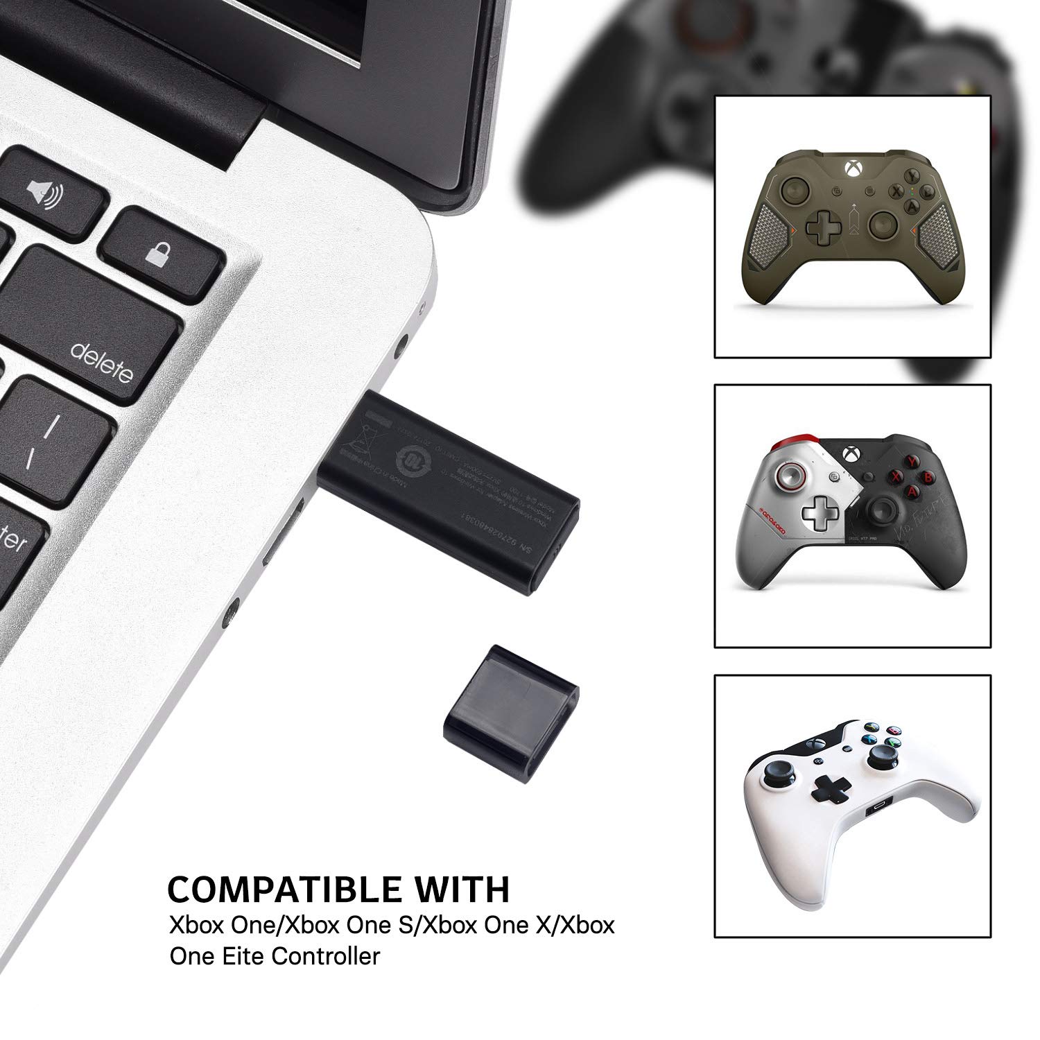 Wireless Adapter Fits for Xbox One/Xbox Series X/S, Usergaing Xbox Wireless Adapter Compatible with Windows 10, 8.1, 8, 7, fit for Xbox One Controller, Elite Series 2 and Xbox One X/S (Black)