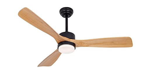 revoici 52” Ceiling Fans with Lights Remote Control,Indoor Outdoor Wood Ceiling Fan with 3 Blade for Patio Living Room, Bedroom, Office, Summer House, Etc