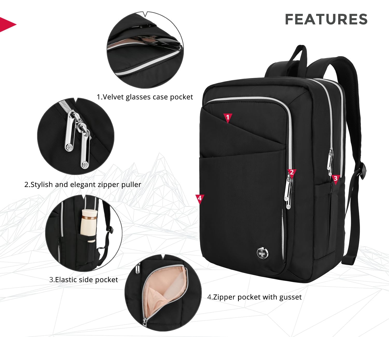 Swissdigital Design Laptop Backpack For Women,College Backpack With Usb Charging Port,Computer Backpacks For Work Business Platinum (KATY ROSE SD1006F-01B)