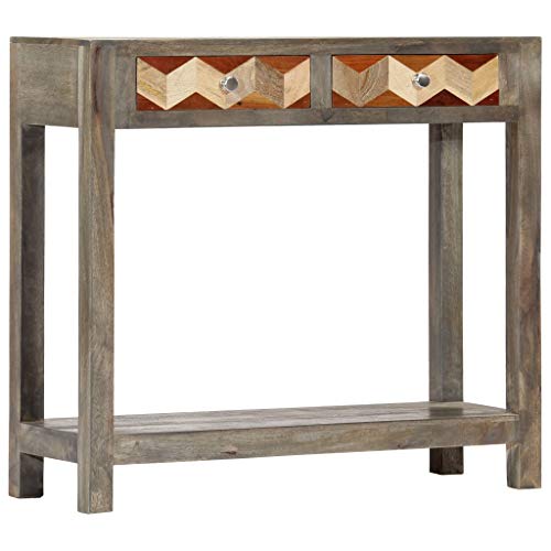 QJBSAVVA Console Table Gray 33.9"x11.8"x29.9" Solid Mango Wood,Large Space Dresser Entry Tables Narrow end Table Couch Table Suitable for Home, Office, Bedroom, Meeting Room