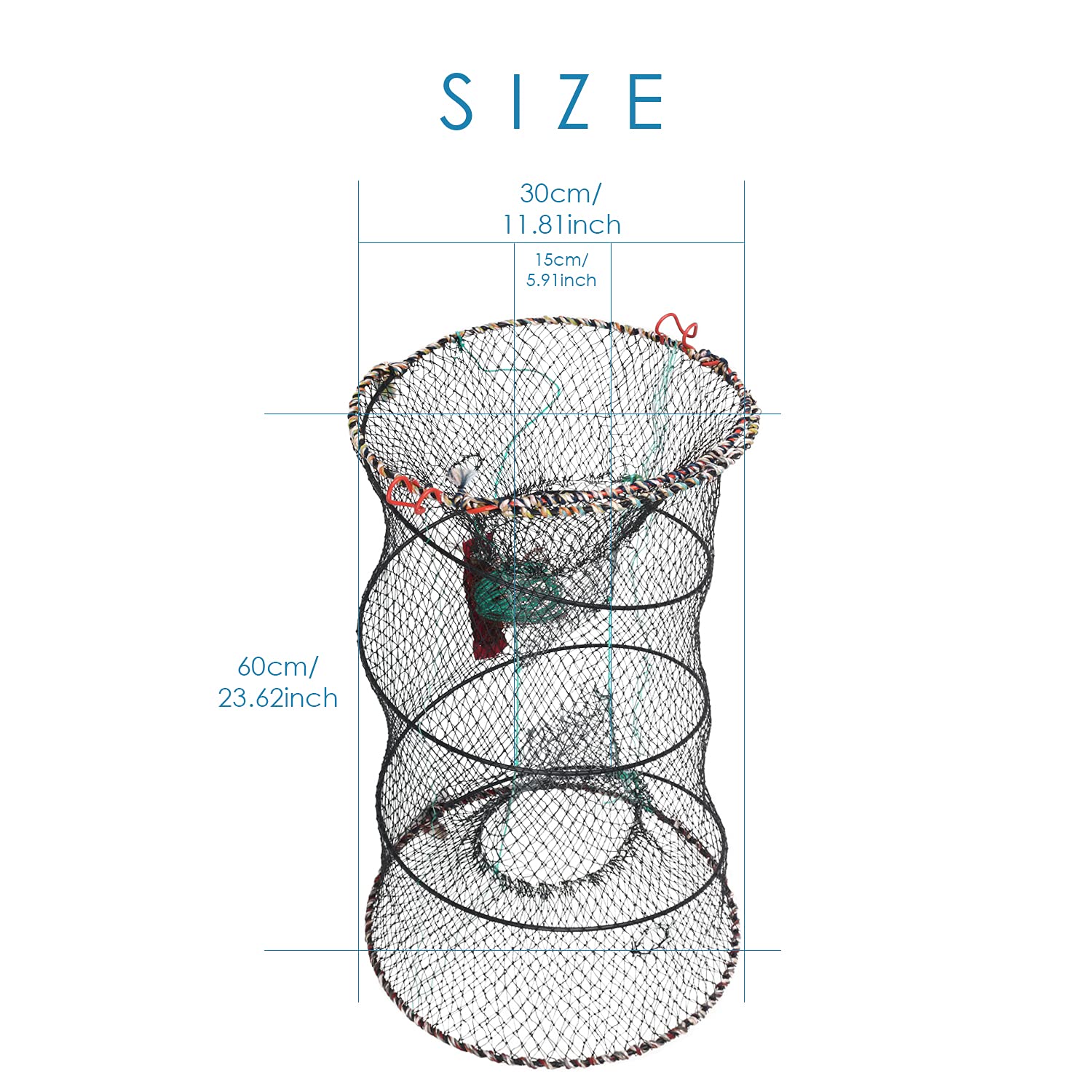 SF Fishing Casting Nets Crab Trap Crawfish Crayfish Shrimp Collapsible Cast Net Durable Black Mesh Fishing Nets Portable Folded Safe Fish Catching- 3 Packs Small