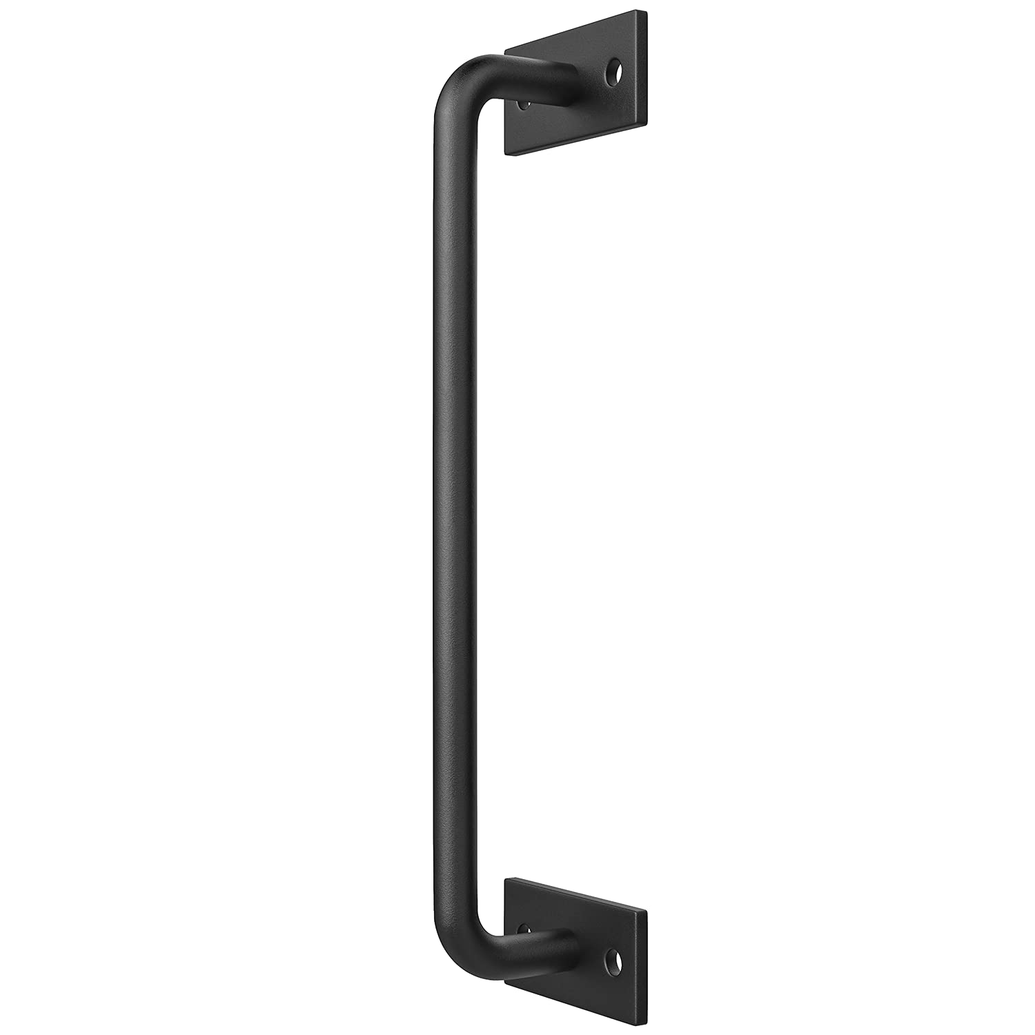 WINSOON 12'' Sliding Door Handle Hardware Barn Rustic Bar Pulls, Industrial Simple Iron Gate Handle Pull Set for Garage Cabinet, Flush Face Mounting with Screws, Black