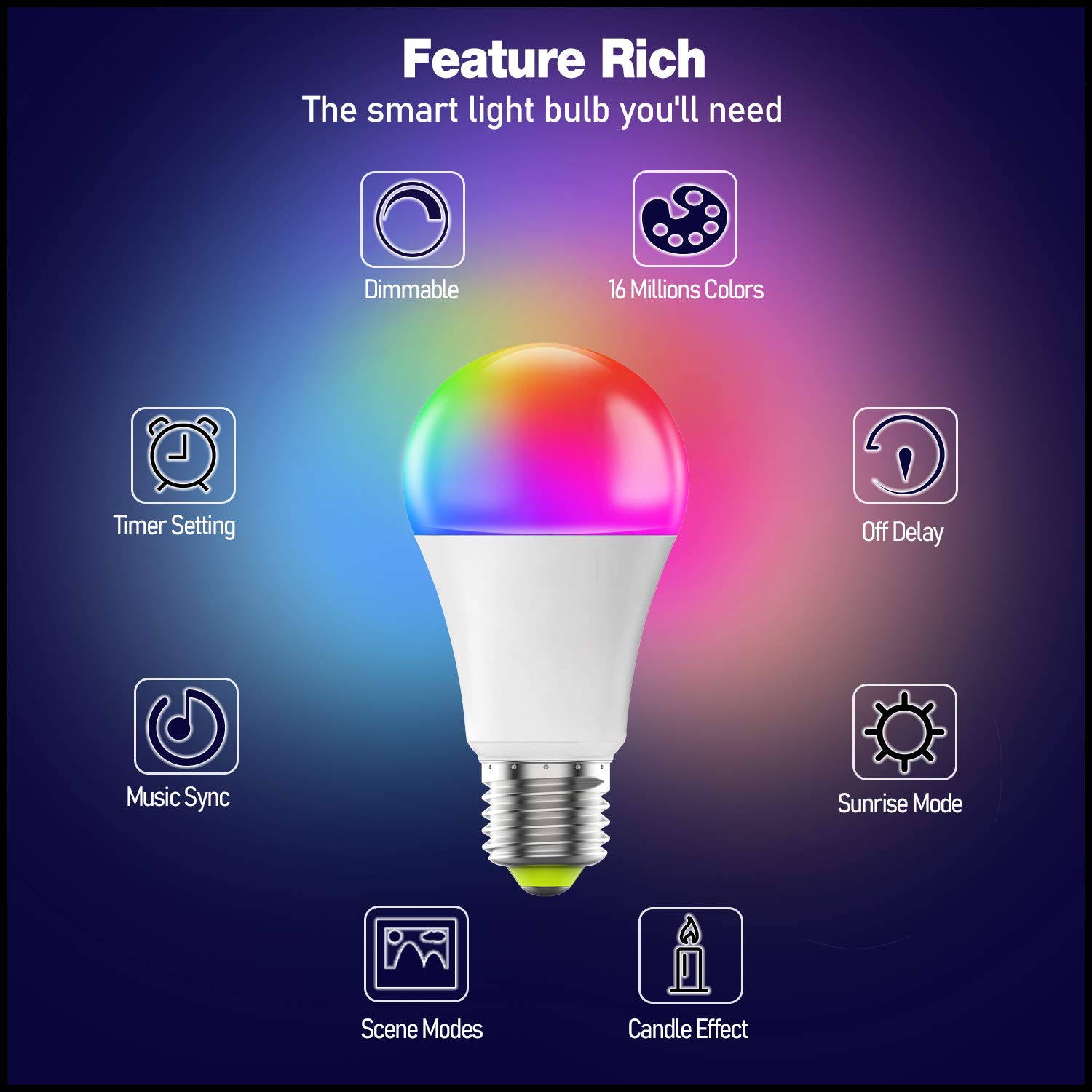 Smart Light Bulbs Alexa Color Changing LED Bulb with Remote, WiFi Smart Bulbs Dimmable A19 E26 9w (80W Equivalent), Support Bluetooth, Work with Alexa Google Home Siri Shortcut, No Hub Required 3 Pack