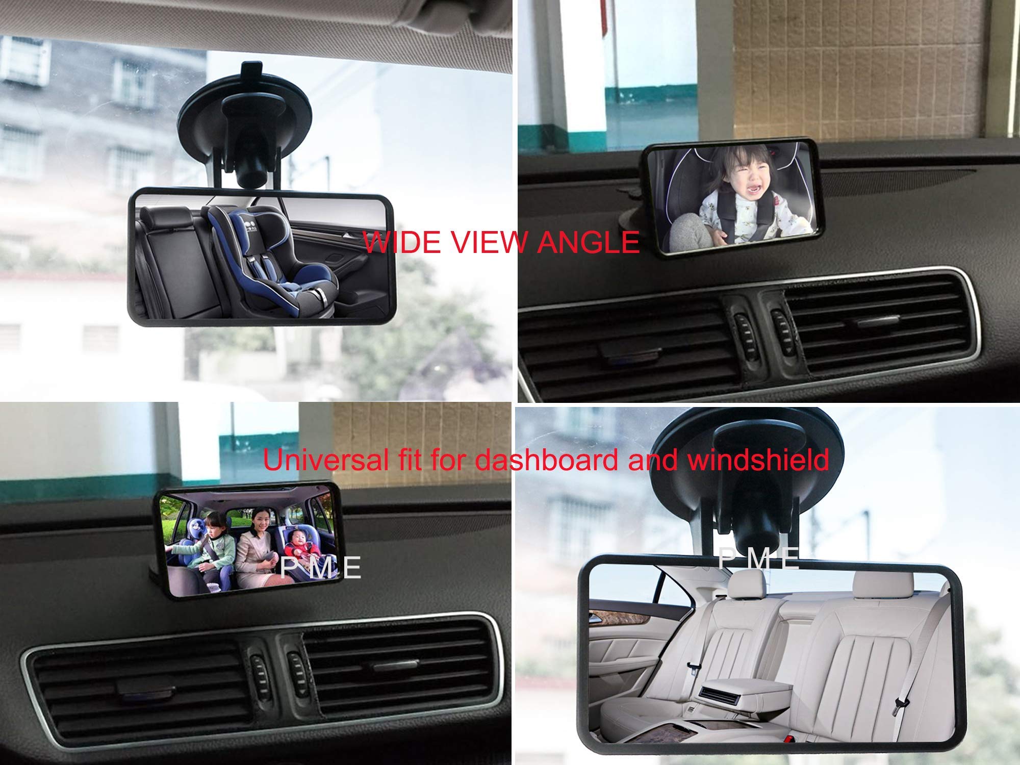 Rear View Mirror for Backseat with Baby- in- Car Sticker, Interior Car Suction Cup Windshield Mirror Strong Sucker Flat Rear View Mirror for Baby Infant Child New