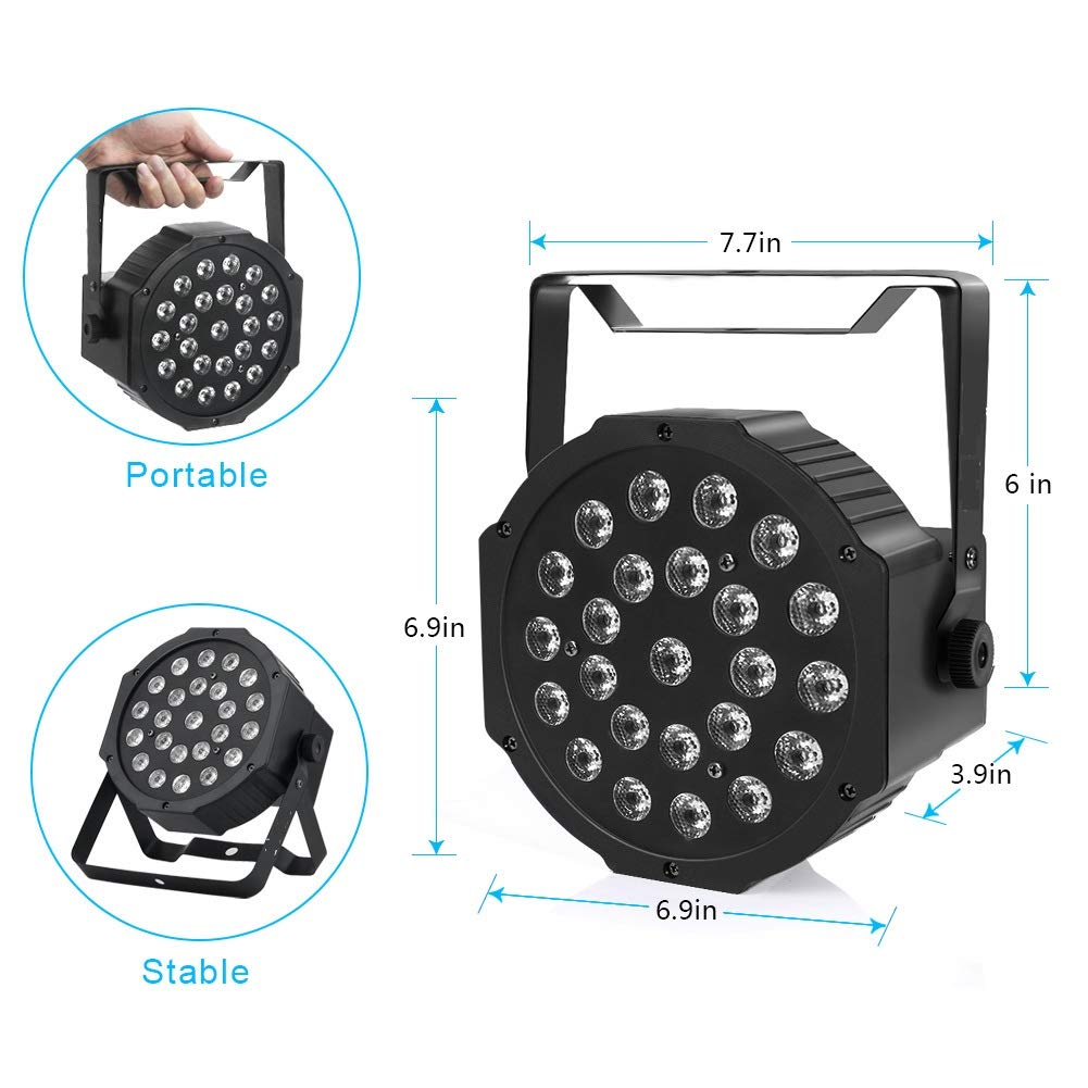 Wireless Rechargeable Stage Lights, OPPSK 24W 24LEDs RGBW Battery Powered Par Lights by Remote & DMX Control Uplighting for Wedding Church DJ Party Stage Lighting - 2 Pack