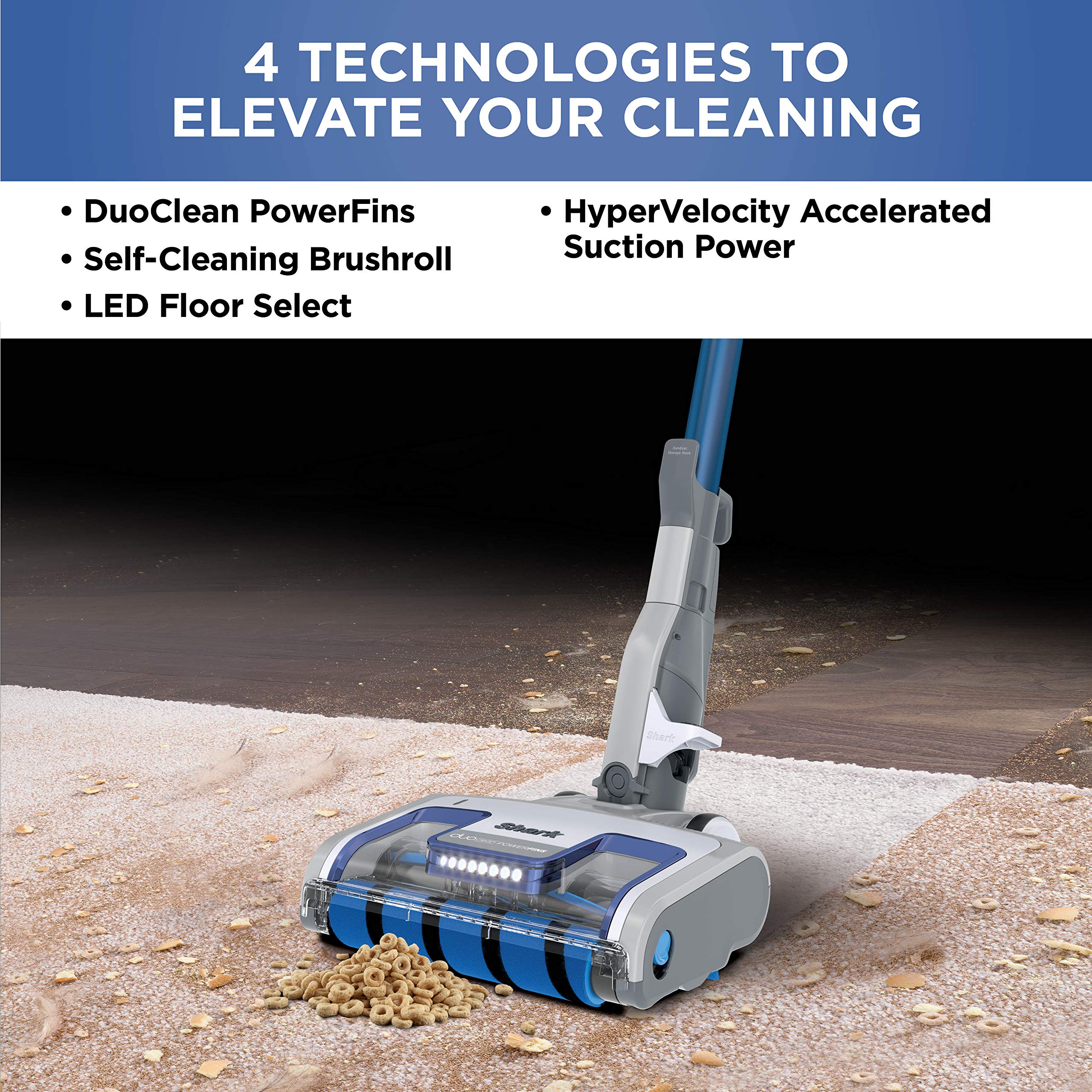 Shark HZ2002 Vertex Corded Ultralight DuoClean PowerFins Stick Vacuum with Self-Cleaning Brushroll (Renewed) (Cobalt Blue)