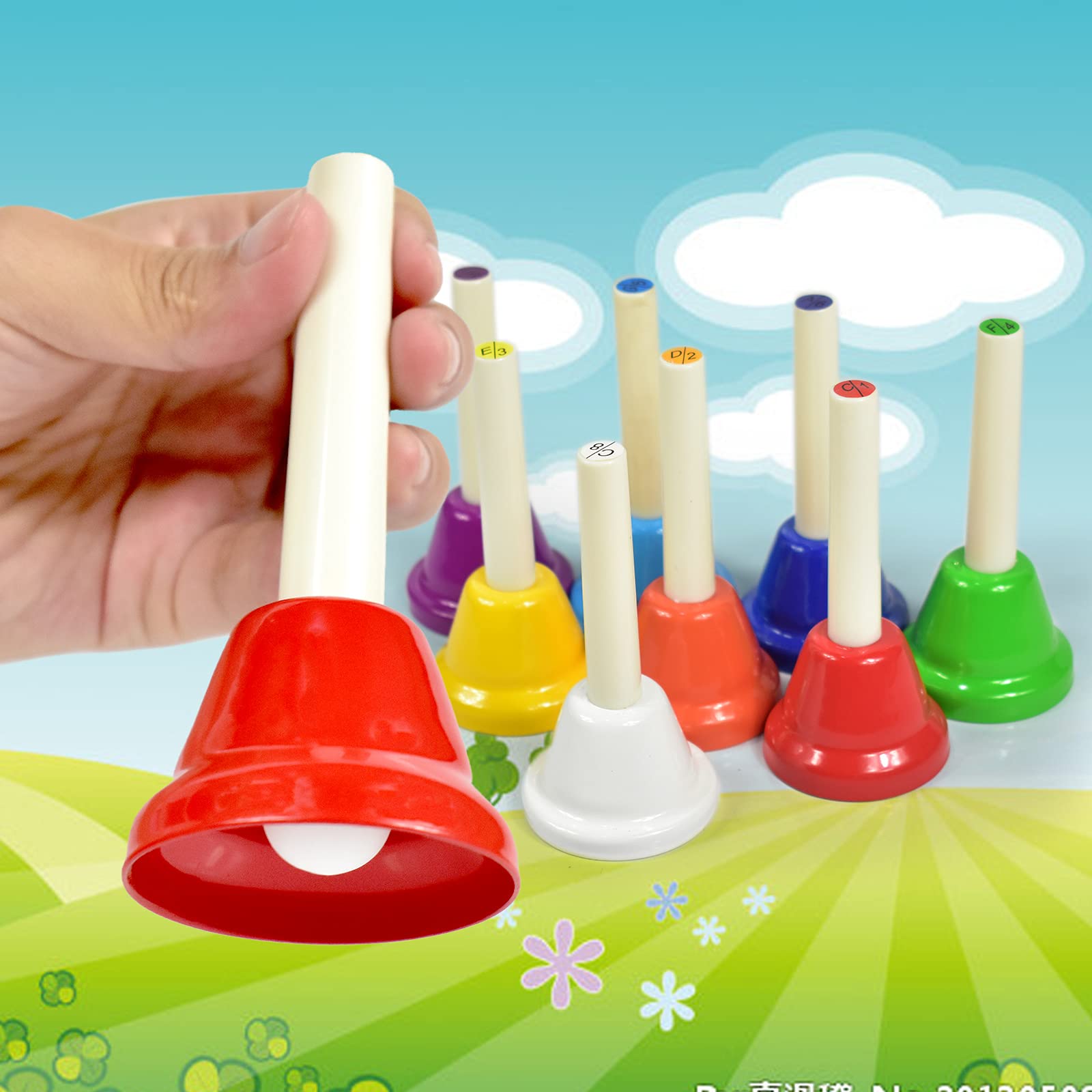 Voodans Mini Hand Bell Set 8 Note Metal Handbells Set Colorful Diatonic Musical Bells for School Church Wedding