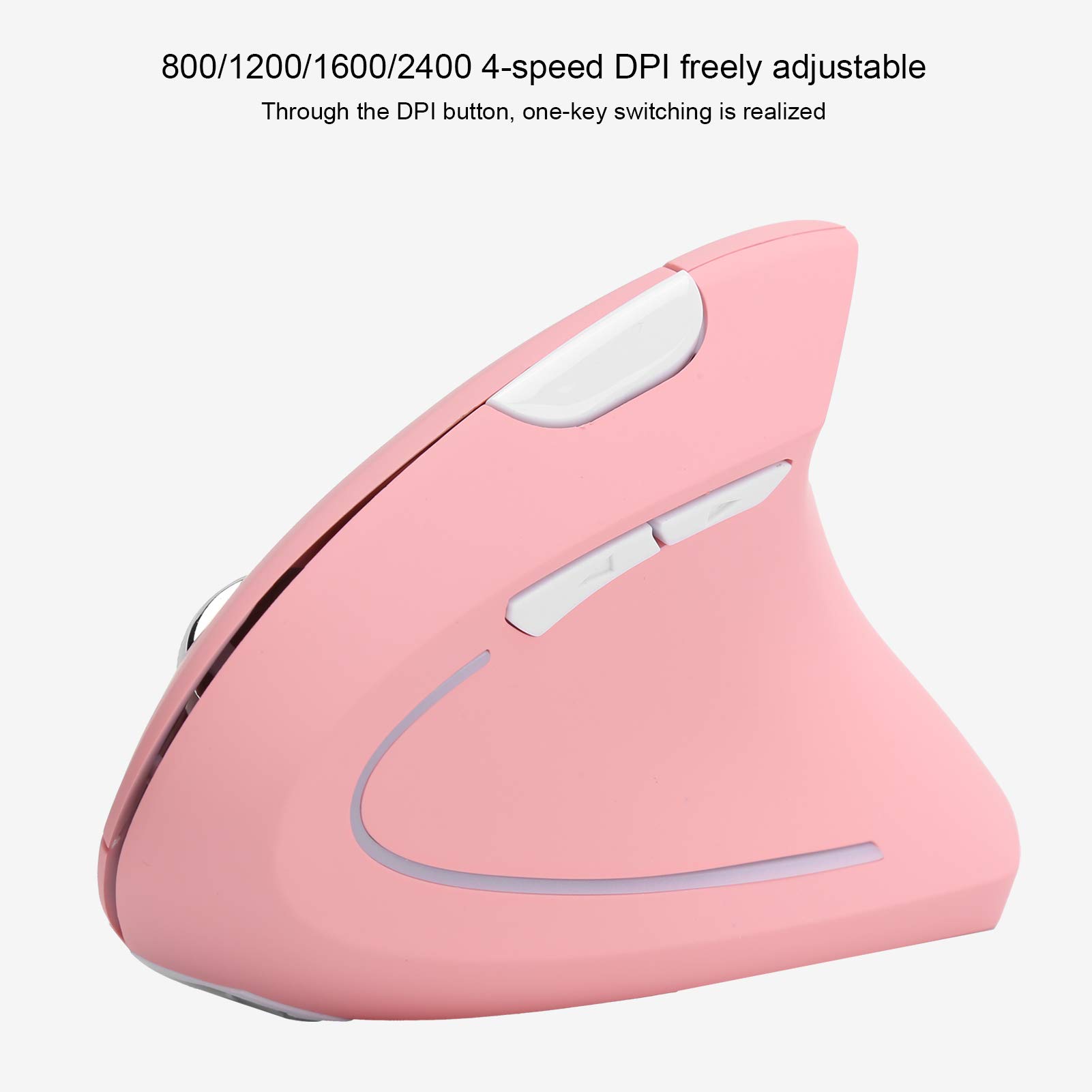 Wisoqu Vertical Mouse USB Wireless Office Gaming Rechargeable Computer Accessories H1 2.4G Wireless Ergonomic Mouse for PC and Laptop(Pink)