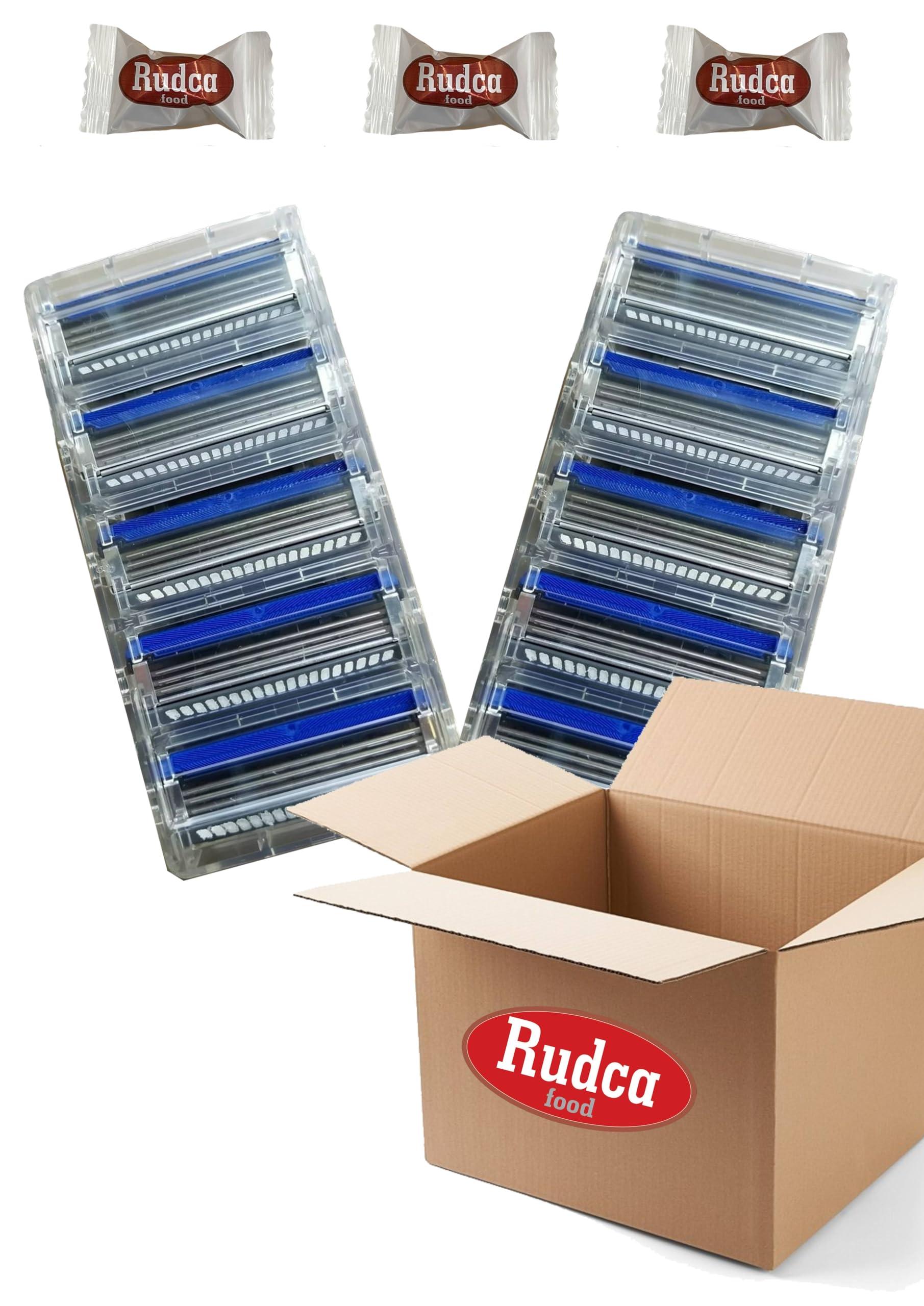 Rudca Food Bundle Men's Refill Razor Blade Cartridge, 10 Cartridges, fit any Schick or Wilkinson Hydro 3, Hydro 5 & Hydro Silk Razor and 3 Rudca Food Peppermints Candies