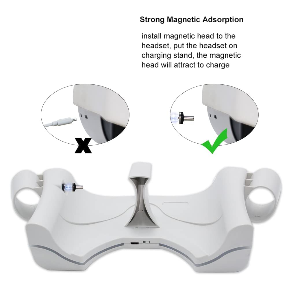 VR Charging Stand for Oculus Quest 2 Charging Dock VR Game Quest 2 Headset Charger Station Set Oculus Headset Mount,Charging Stand Suitable for Oculus Quest 2 VR,VR Handle Storage Wall Mount- White
