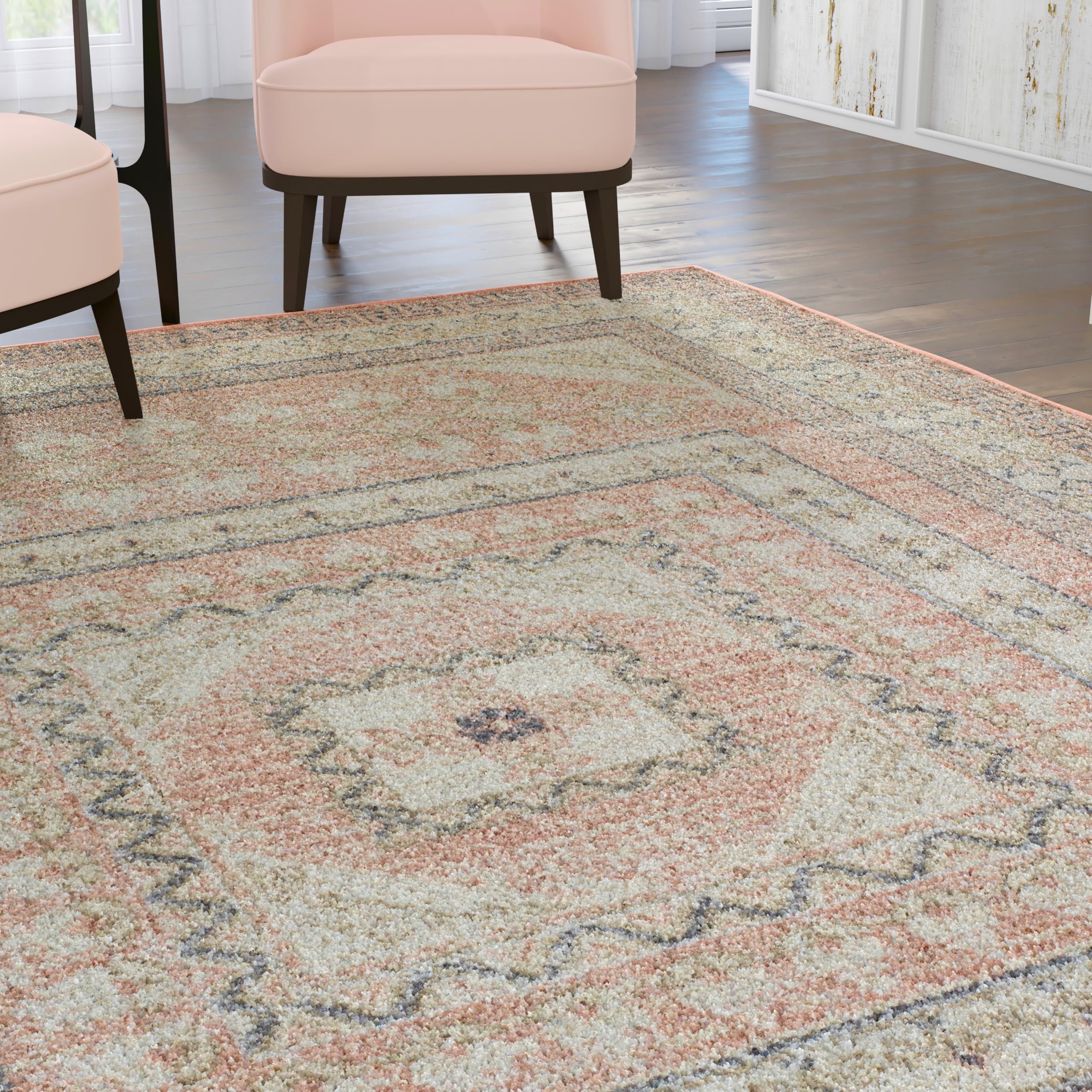 Rugs America Harper HY40A Vintage Transitional Carnation Non-Shedding Living Room Bedroom Dining Home Office Area Rug, 8'0" x 10'0"
