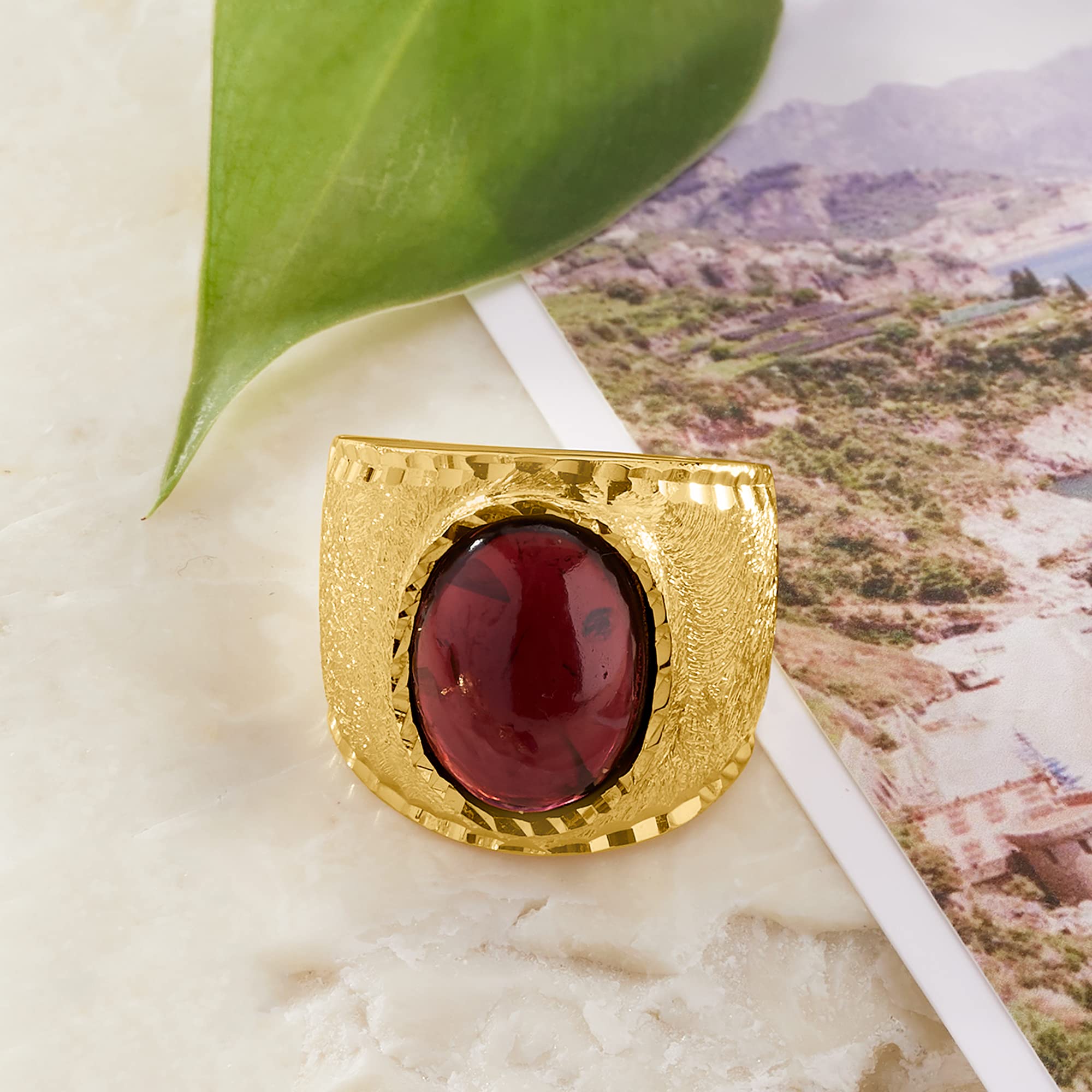 Ross-Simons Italian 5.50 Carat Garnet Ring in 18kt Gold Over Sterling. Size 8