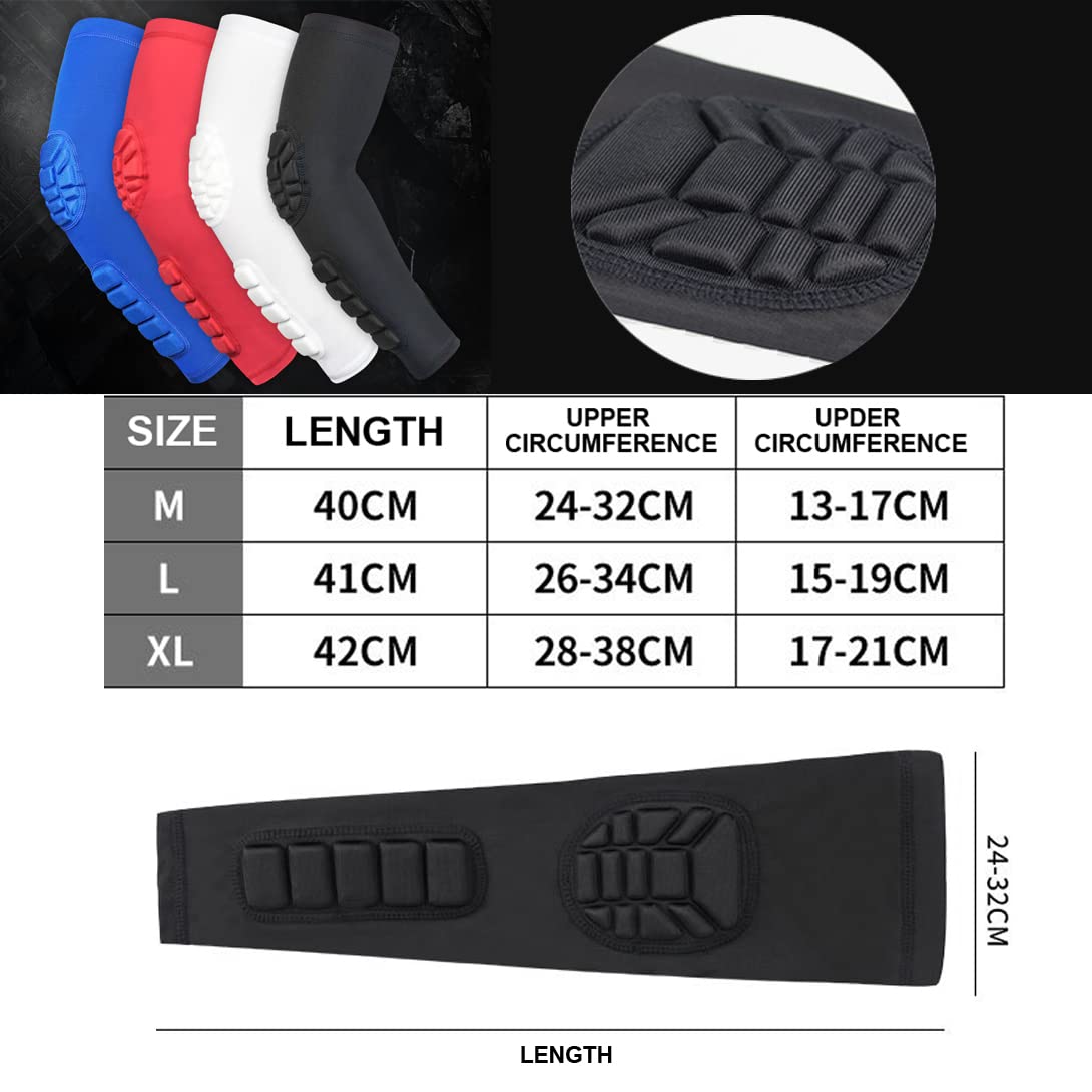 RGA 2PC Padded Arm Sleeve Compression Basketball Arm Sleeve Elbow Pad Sold (Blue [2 Pack], XL)