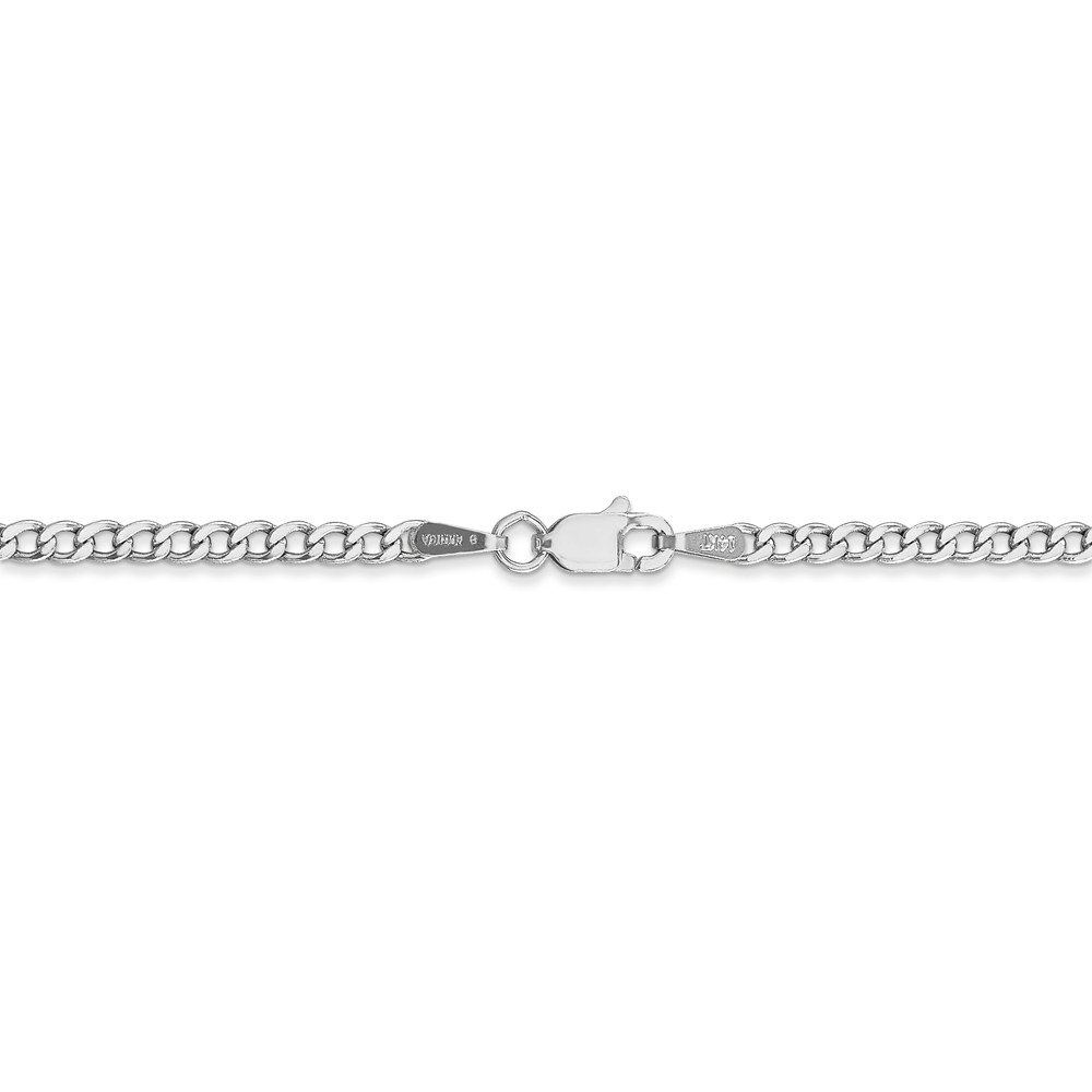Sonia Jewels 14k White Gold 2.5mm Curb Cuban Link Chain Necklace - with Secure Lobster Lock Clasp 24"
