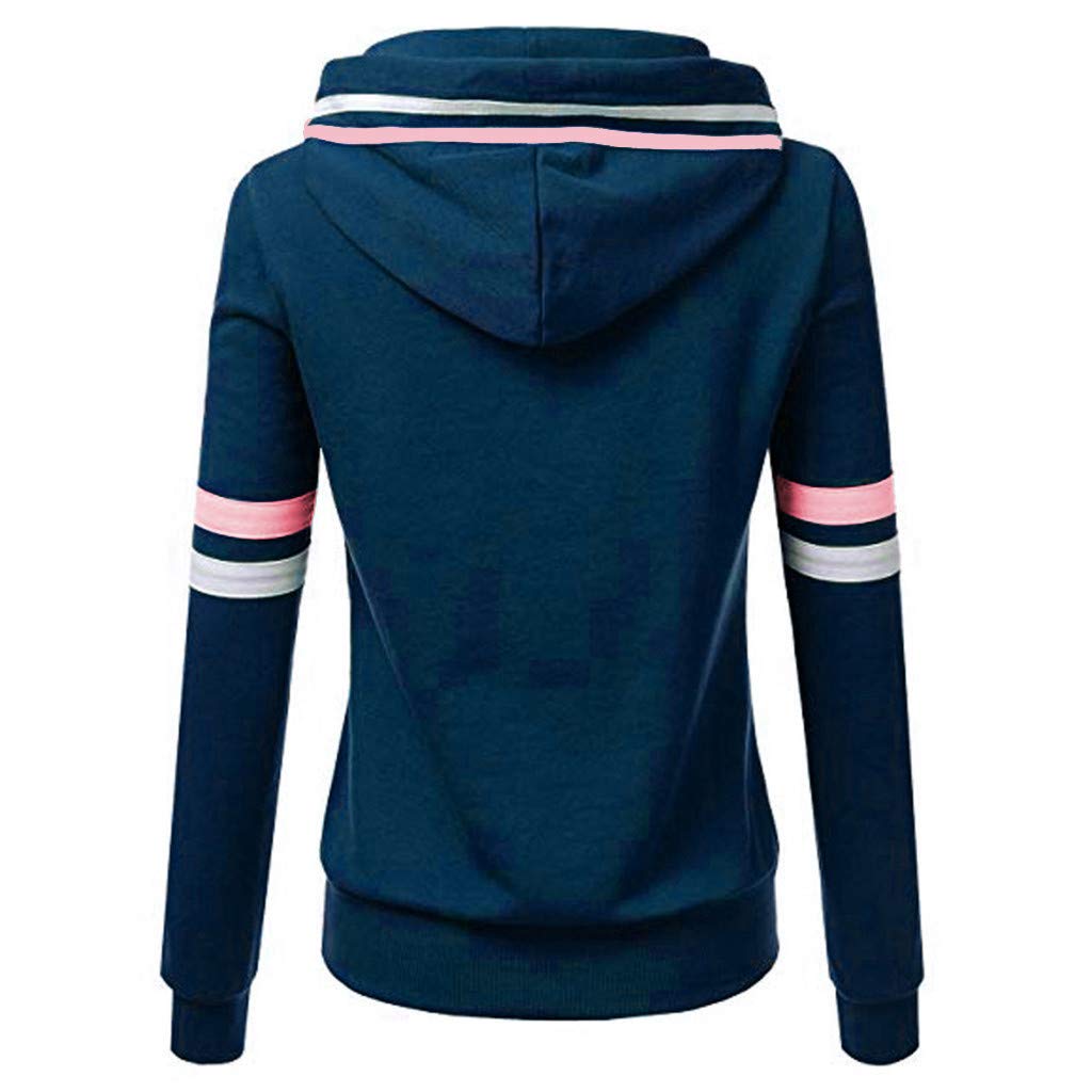 Wirziis Womens Plus Size Hoodies Sweater, Long Sleeve Drawstring Sweatshirt Ladies Comfy Stripe Trendy Pocket Pullover Tops