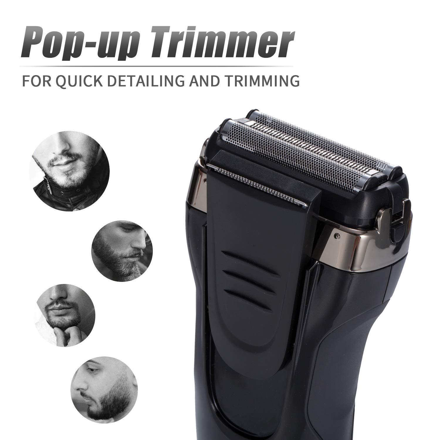 Roziahome Electric Razor for Men Professional Foil Shaver Rechargeable Beard Trimmer Waterproof Electric Shaver with Pop-up Trimmer One-Key Lock
