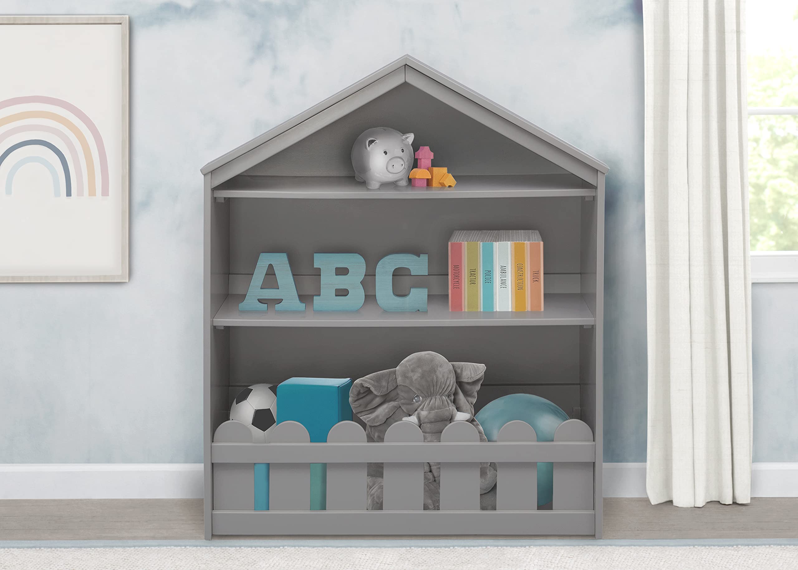 Serta Happy Home Storage Bookcase - Ideal for Books, Decor, Homeschooling & More, Grey