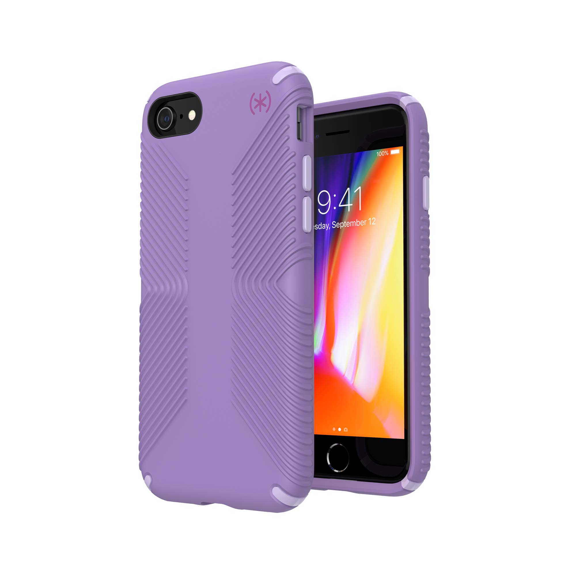 Speck Products Presidio2 Grip Case, Compatible with iPhone SE (2022)| iPhone SE (2020)| iPhone 8| iPhone 7, Marabou Purple/Concord Purple/Plum Purple