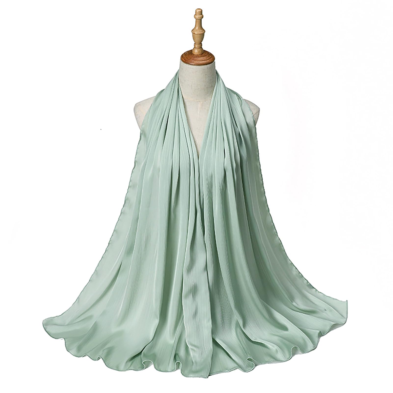 PeacePray Premium Silky Glossy Hijab for Women, Crepe Crinkle Muslim Head Scarf, Graceful Feminine Charm, Mint Green