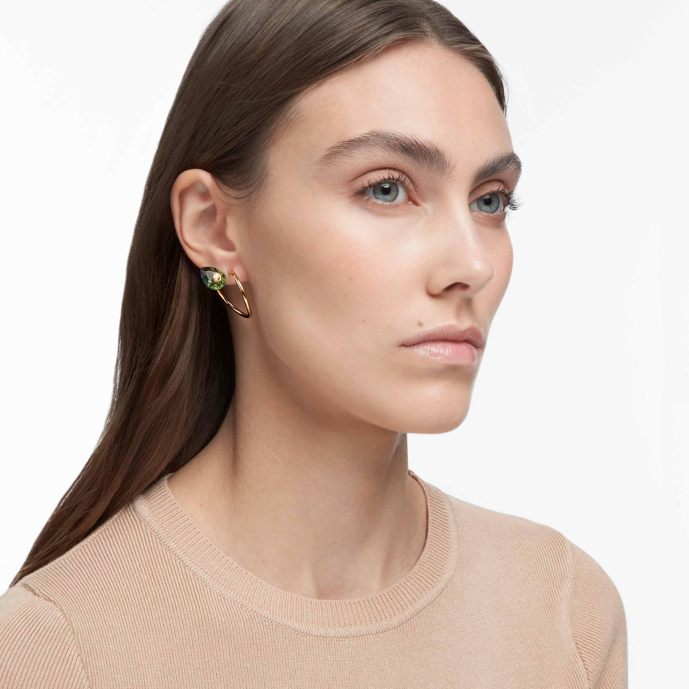 SWAROVSKI Studiosa Earrings, Green, Gold-tone plated