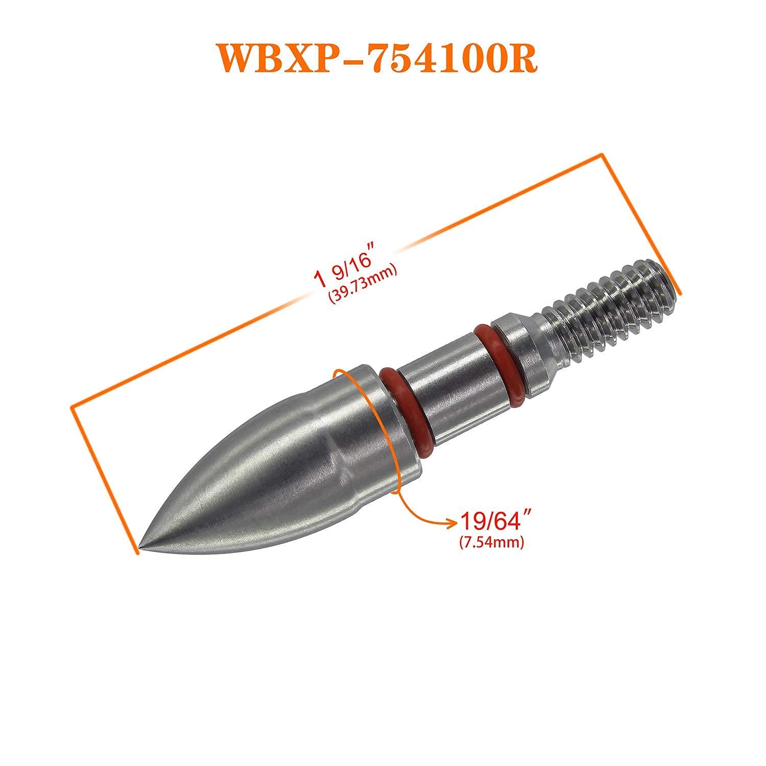 Wisdom 100 Grains Arrow Field Points 19/64 inch 7.54mm Stainless Steel Bullet Point Archery Tip for Bow Hunting Target Practice Inserts 1 Dozen 12 PCS