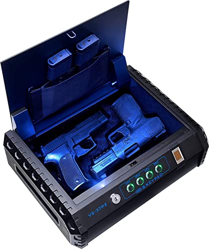 Viking Security Safe VS-37PZ Two Gun Safe with FBI Certified Fingerprint Safe Biometric Safe Sensor & Keypad 2 Handgun Capacity Pistol Safe