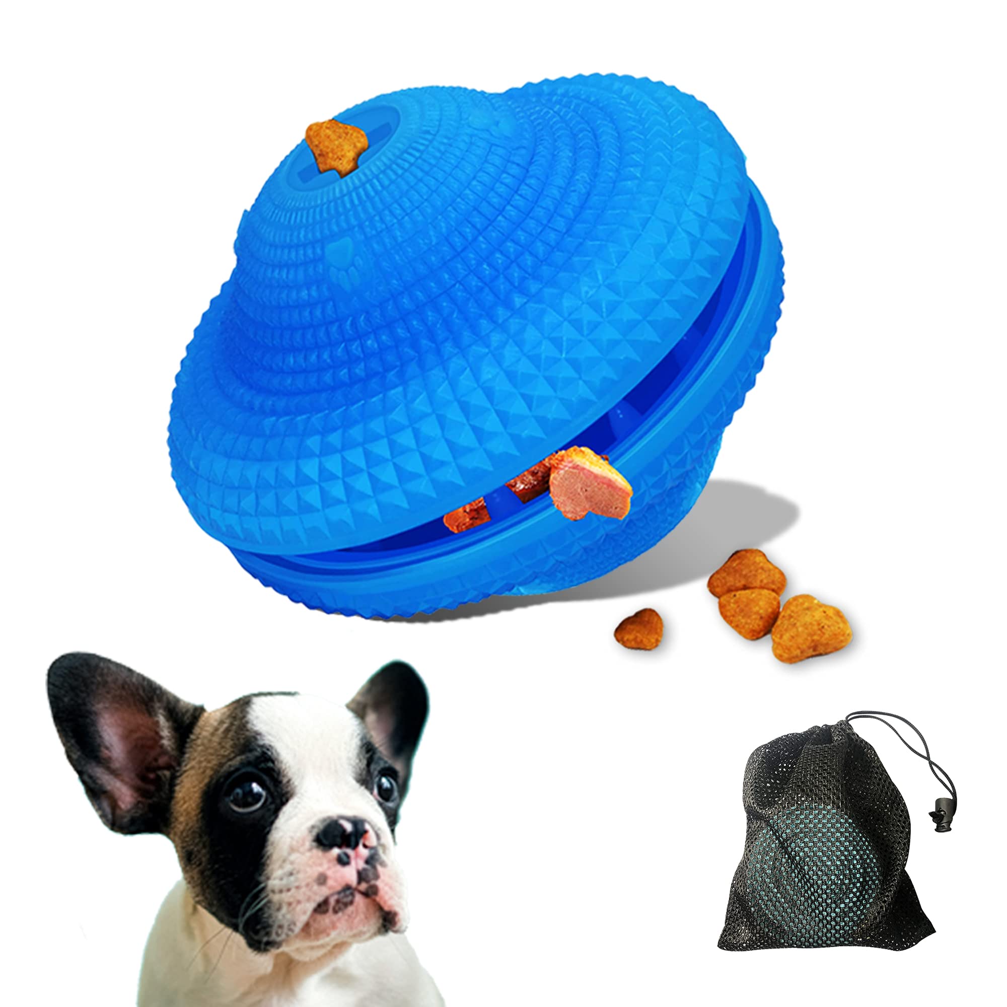 Slow Feeder Game Toys For Dogs,Teeth Cleaning Dog Chew Toys,Treat Dispensing Enrichment Ball,Durable Natural Rubber For Small Medium Dogs,Pets(blue)