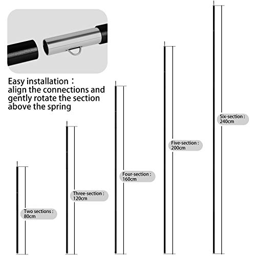 Unigear Telescopic Tent Pole Set of 2 Aluminium Pole for Tarp, Tent, Awning, Camping, Adjustable from 40 cm - 240 cm (Black)