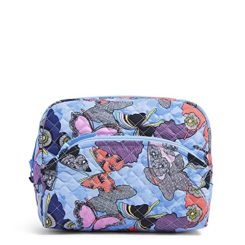 Vera Bradley Women's Cotton Large Cosmetic Makeup Organizer Bag, Butterfly By - Recycled Cotton, One Size