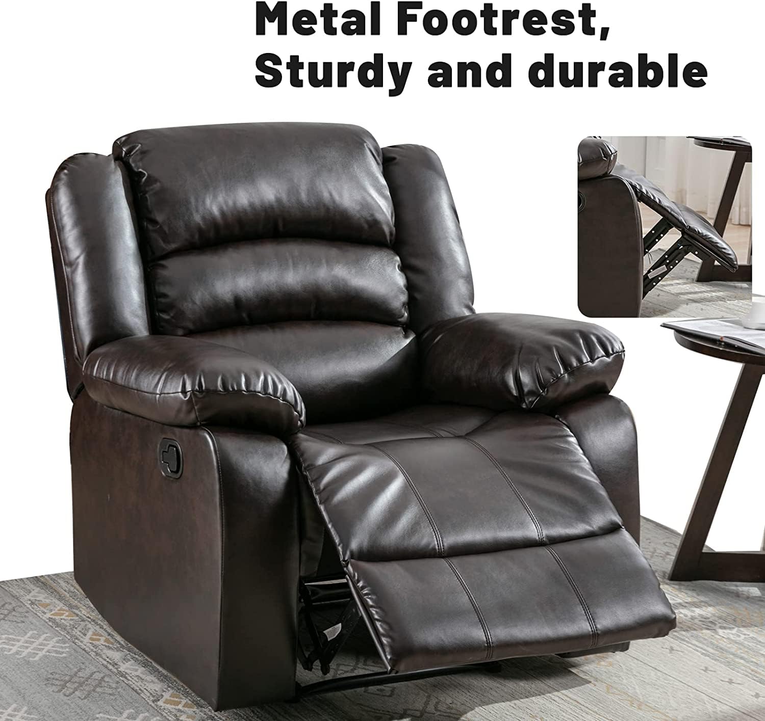 Phoenix Home PU Leather Manual Chair Recliner, Brown