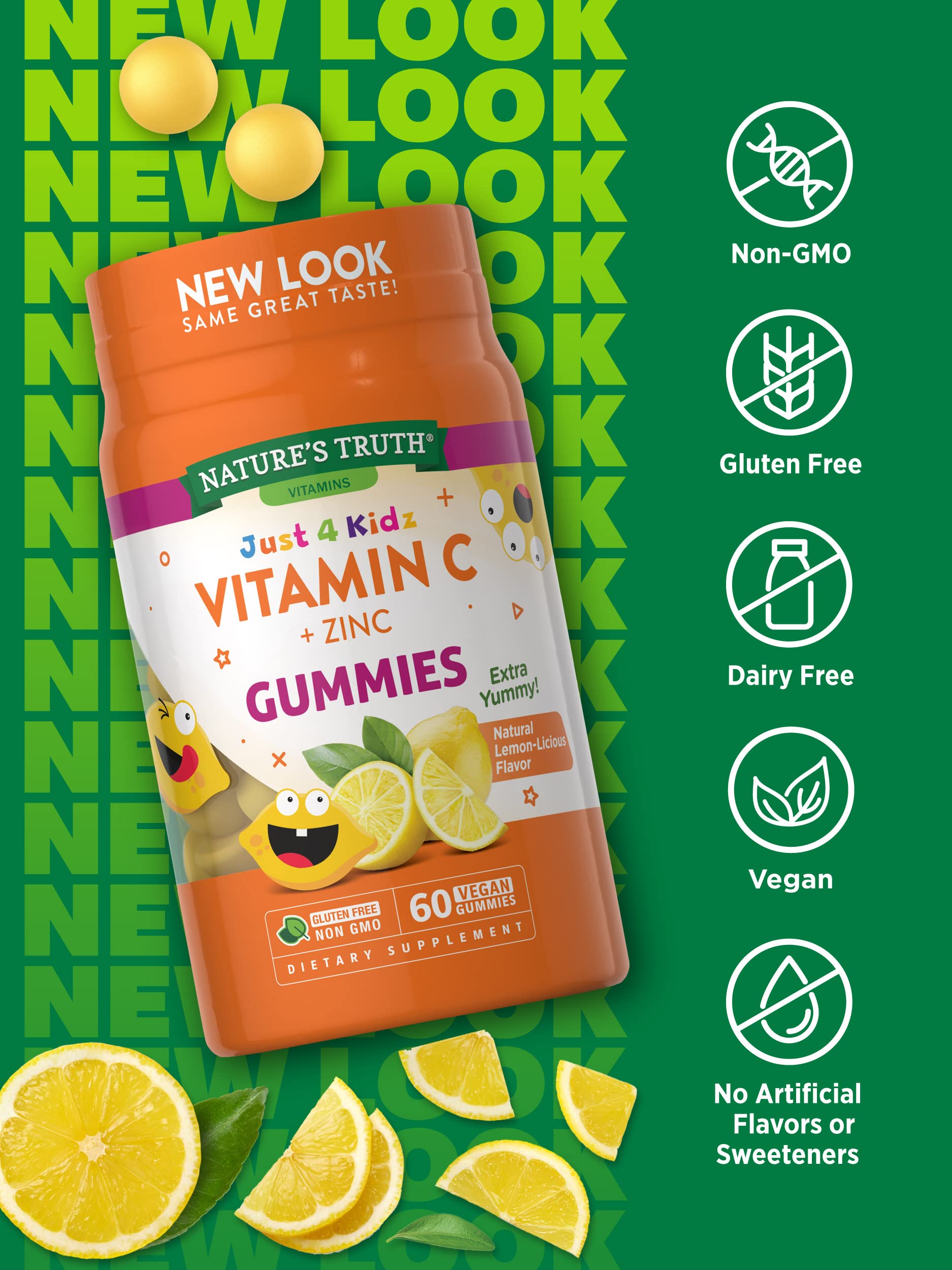 Vitamin C Gummies for Kids | with Zinc | 60 Count | Vegetarian, Non-GMO & Gluten Free | by Natures Truth