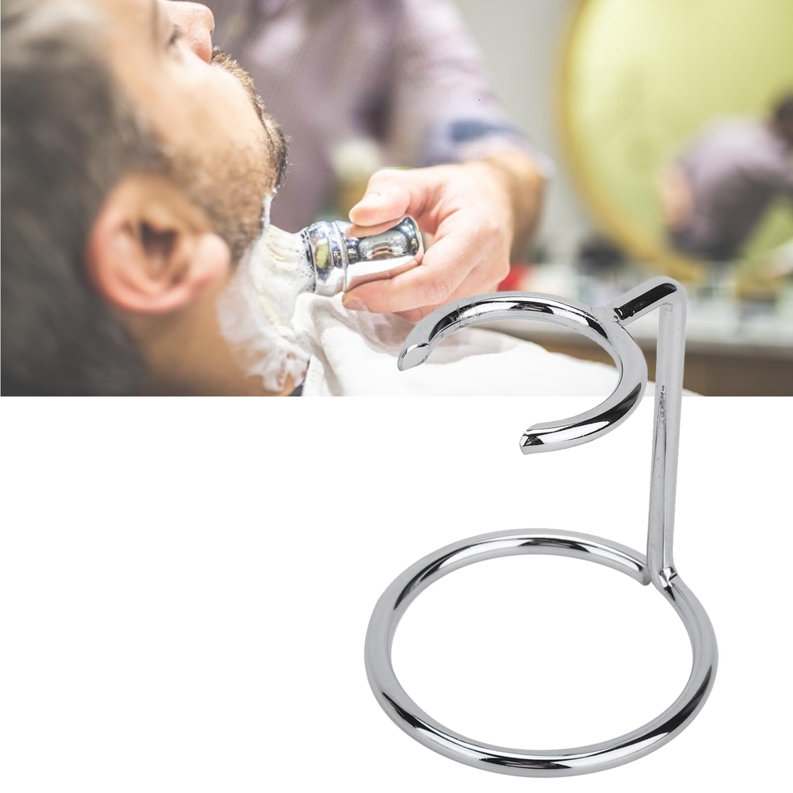 Shaving Brush Stand, Shave Brush Stand, Shaving Stand Artistic Lightweight Stainless Steel Silver Shaving Brush Holder Safety Razor Brush Kit Suitable for Men