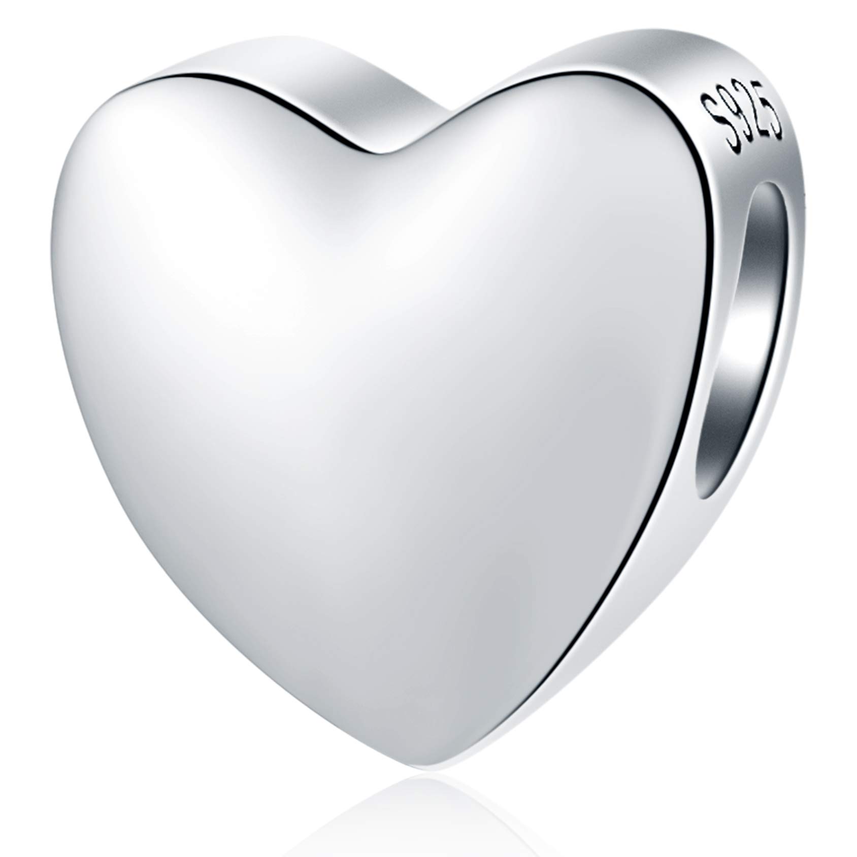 Sweet Heart Charms, Fit Pandora Valentines Day Necklace Bracelet, 925 Sterling Silver I Love You Beads, for My First Mothers Day/Christmas/Easter