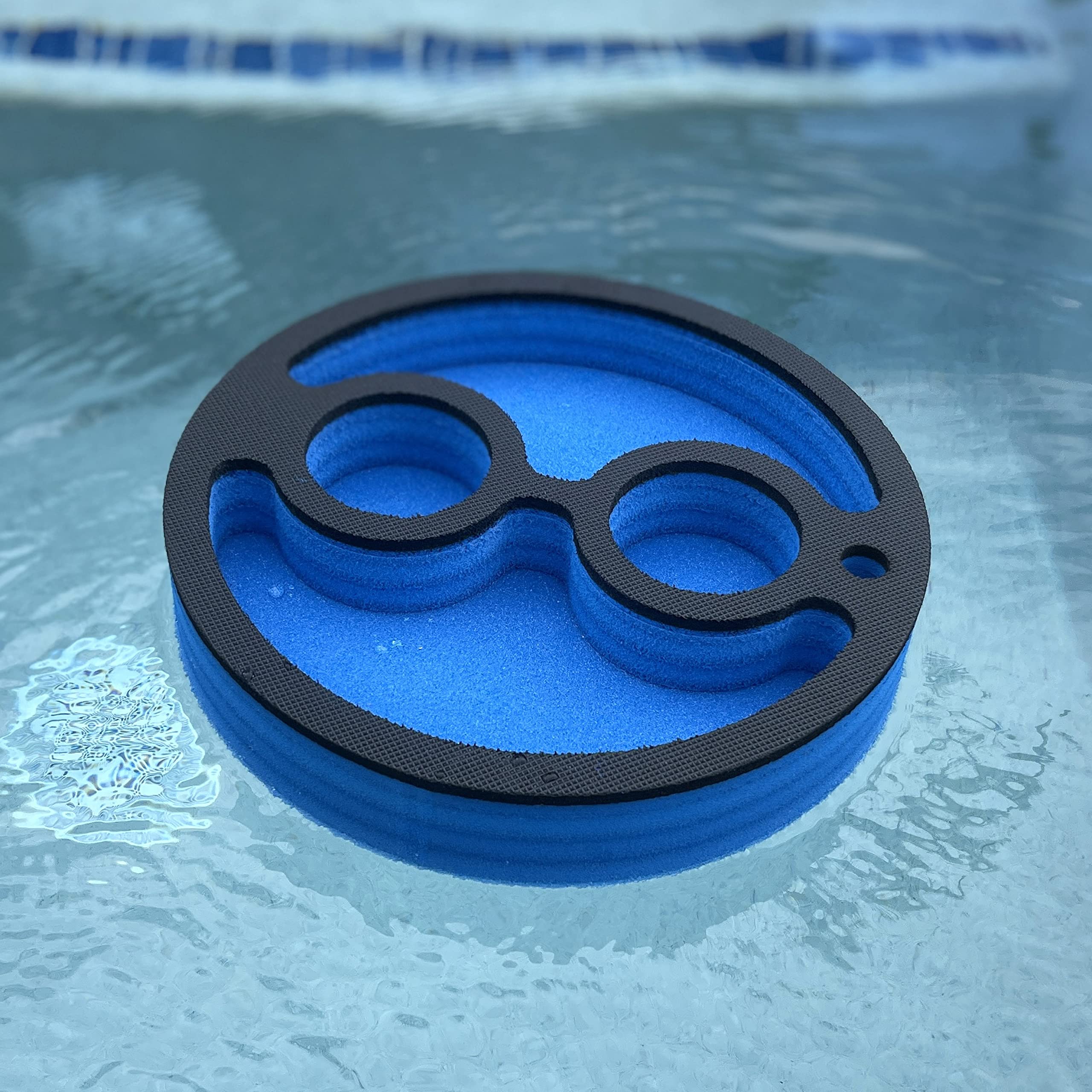 Polar Whale Floating Blue and Black Round Spa Hot Tub Bar Drink and Snack Table Blue Refreshment Tray for Pool or Beach Party Float Food Lounge Durable Foam 11.75 Inches