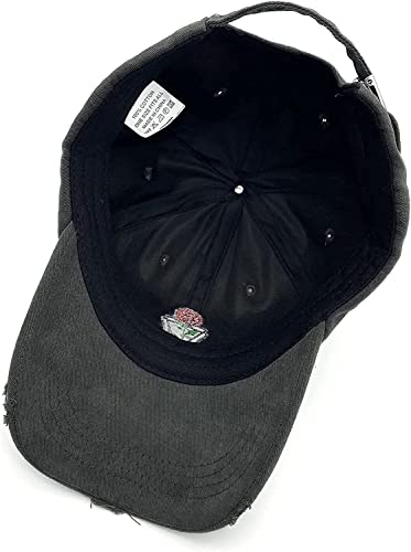 Unisex Baseball Cap Dad Hat Vintage Washed Distressed Cotton Adjustable Rose Embroidered Hat Grey,One Size