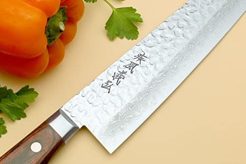 Yoshihiro VG10 16 Layer Hammered Damascus Gyuto Japanese Chefs Knife (7'' (180mm))