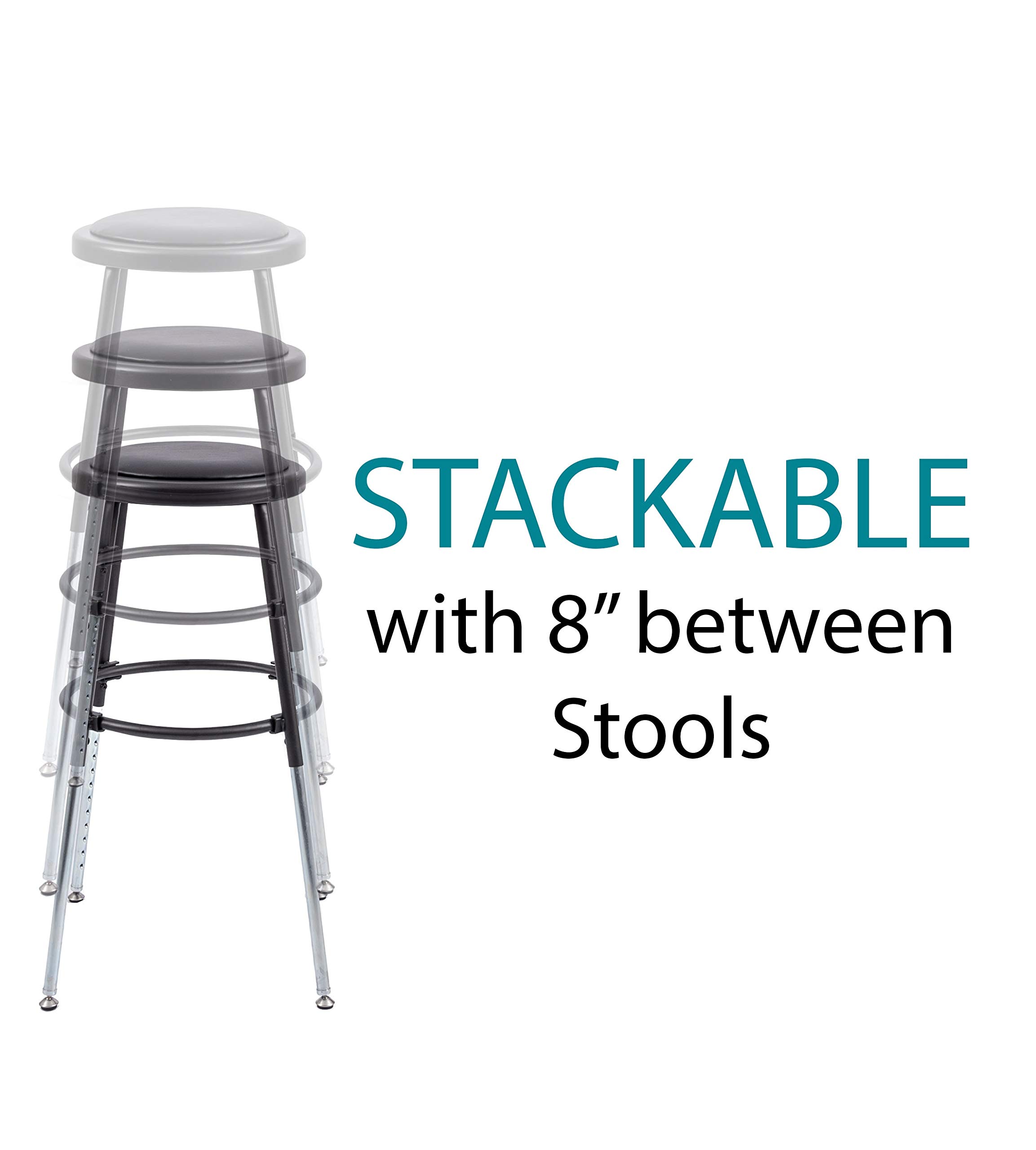 Stand Up Desk Store Stackable Adjustable-Height Classroom Office Workstation Stool (Black)