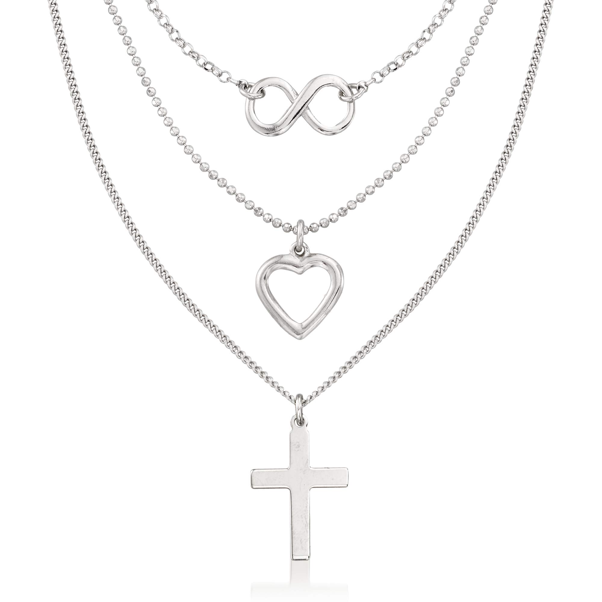 Ross-Simons Italian Sterling Silver Multi-Symbol Layered Necklace. 16 inches