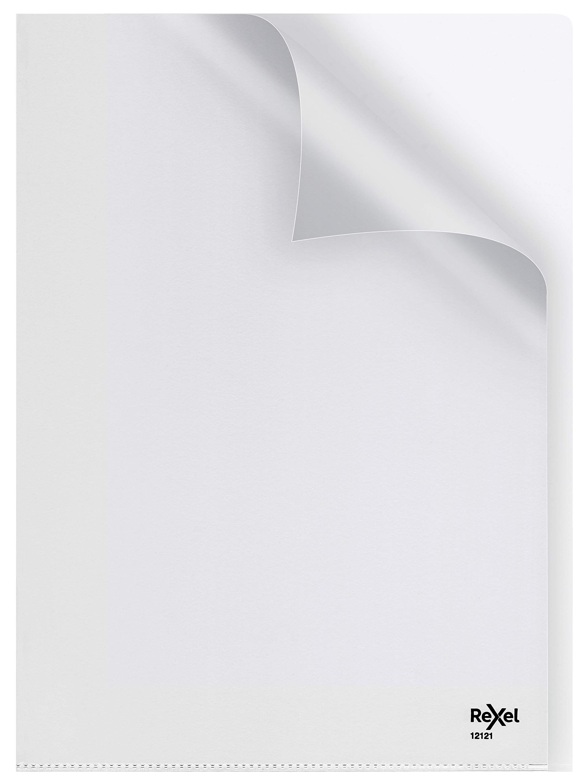 Rexel Nyrex Premium A4 Document Folder, Clear Embossed, 100mic, Cut Back, L-Folder, Pack of 25, 12121