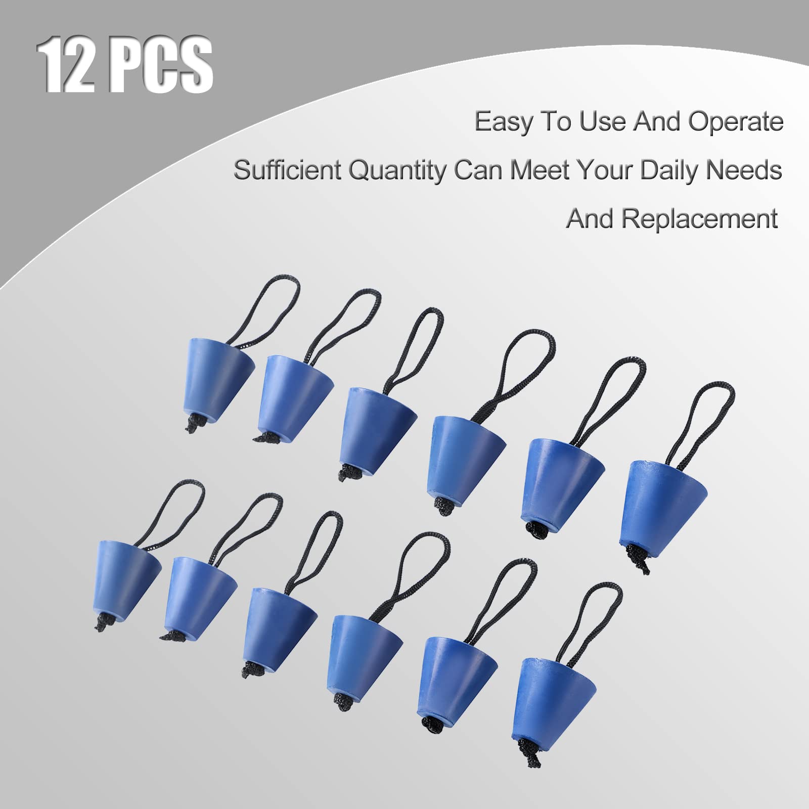 weyleity 12 Pieces Kayak Scupper Plugs Kit Universal Silicone Scupper Plugs for Kayak Drain Holes Stopper Bung with Lanyard Lifetime Kayak Accessories(Blue)