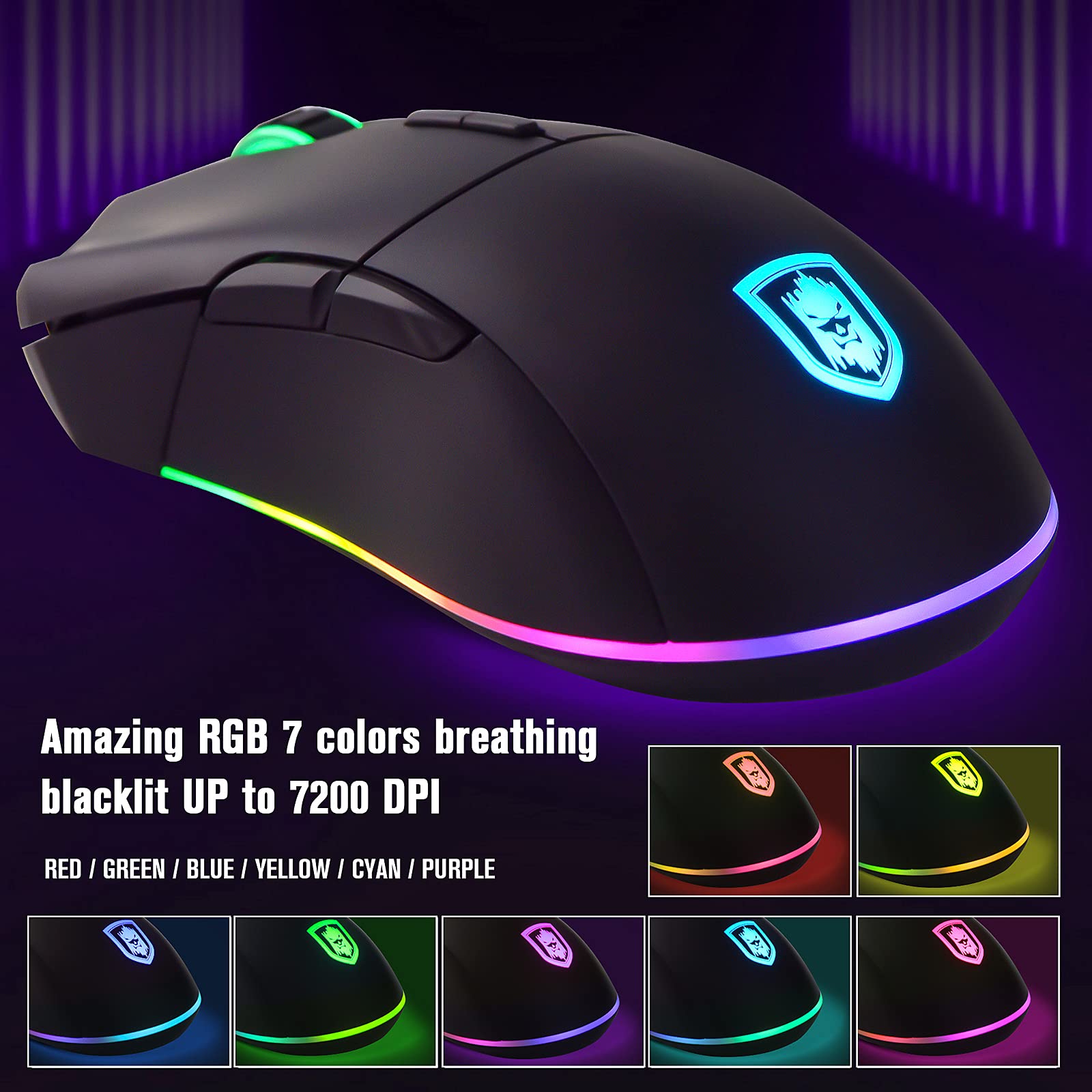 White RGB Gaming Keyboard and Mouse Combo,RGB Mechanical Feel Gaming Keyboard with Ergonomic Detachable Wrist Rest, Programmable 7200 DPI 7 Button RGB Gaming Mouse for Windows PC Mac Office/Gaming