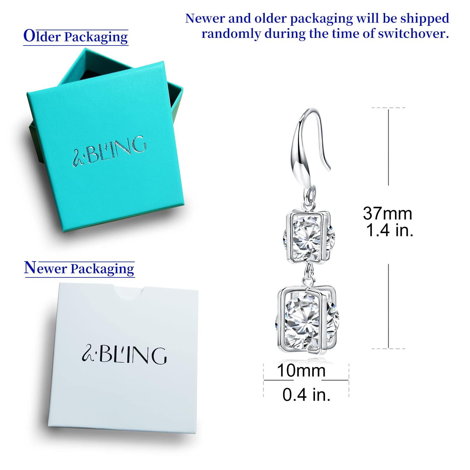 SBLING Platinum-Plated Cubic Zirconia Drop Earrings - Gifts for Women