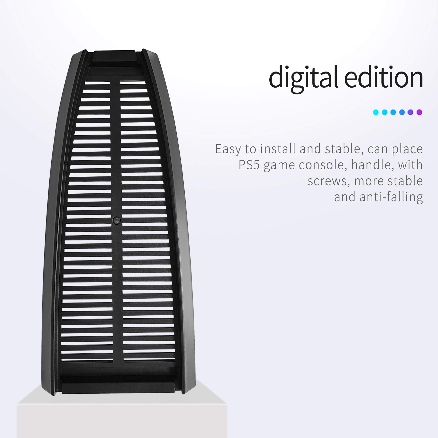 Vertical Stand Holder for PS5 Digital Edition, Stand Cooler for Sony Playstation 5 DE Console with Built-in Air Vents and Non-Slip Feet
