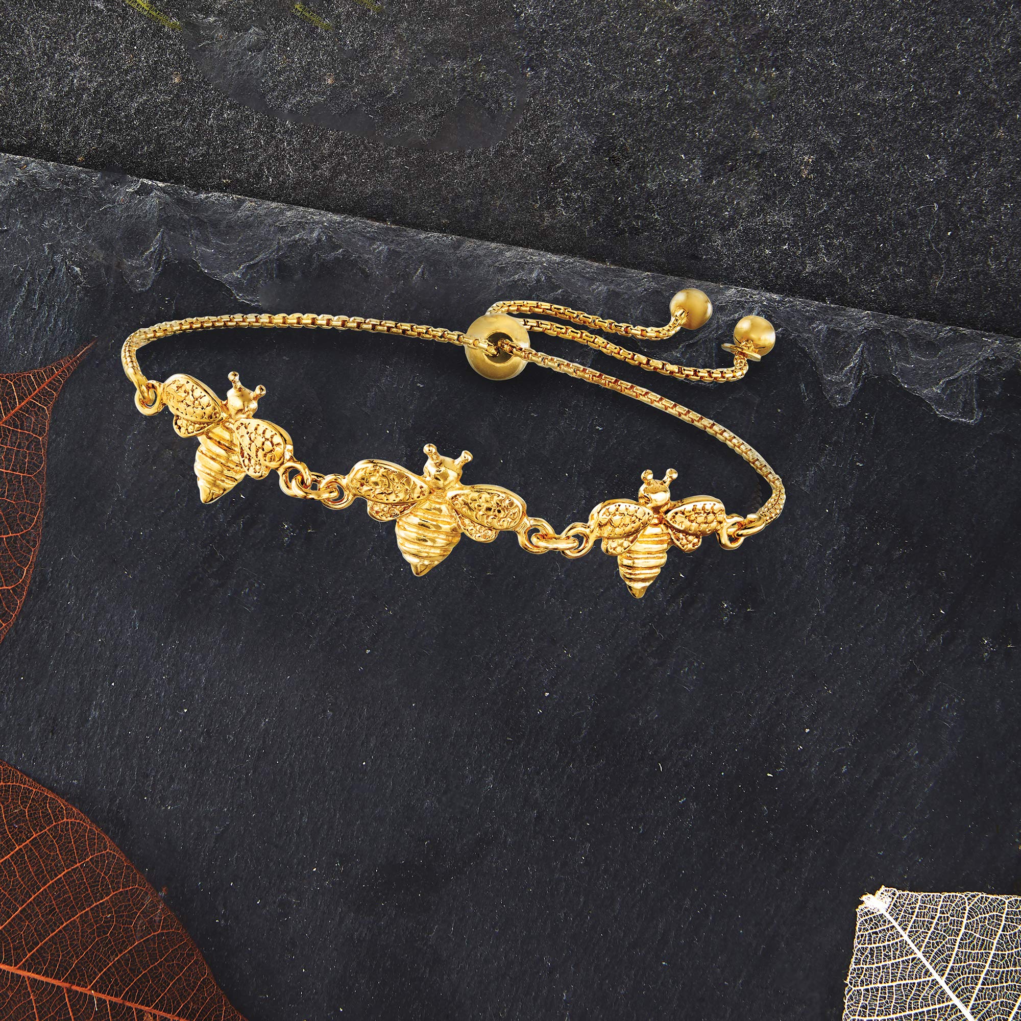 Ross-Simons Italian 18kt Gold Over Sterling Bumblebee Bolo Bracelet