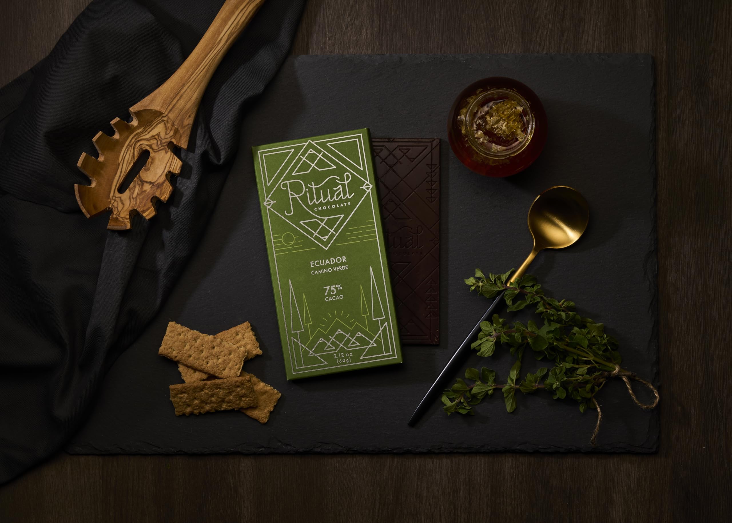 Ritual Dark Chocolate Bar, Ecuador 75% Cacao, Notes of Graham Cracker, Honey & Fudge, 2.12 oz